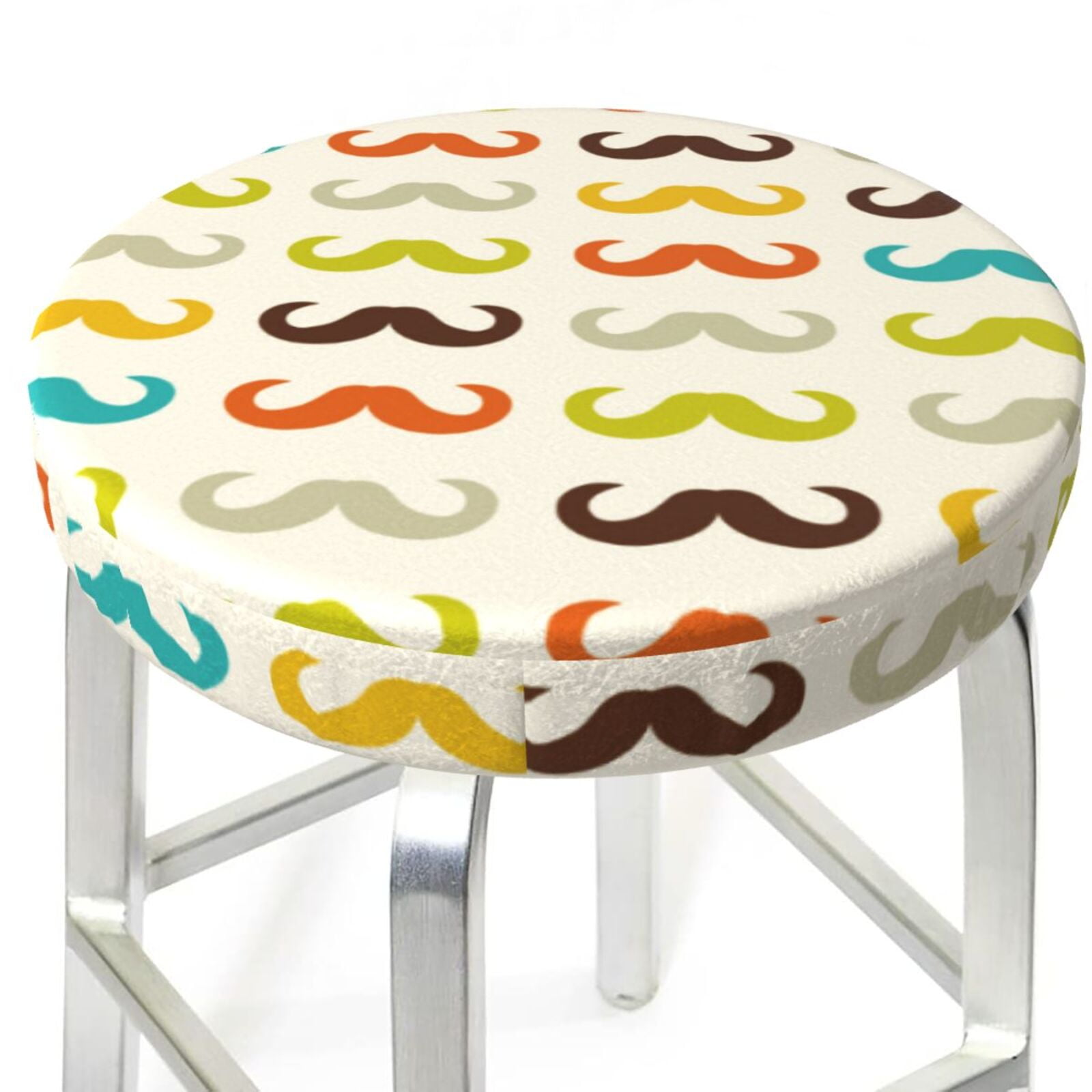 Colorful Mustache Bar Stool Covers - Stretch Round Seat Covers with ...