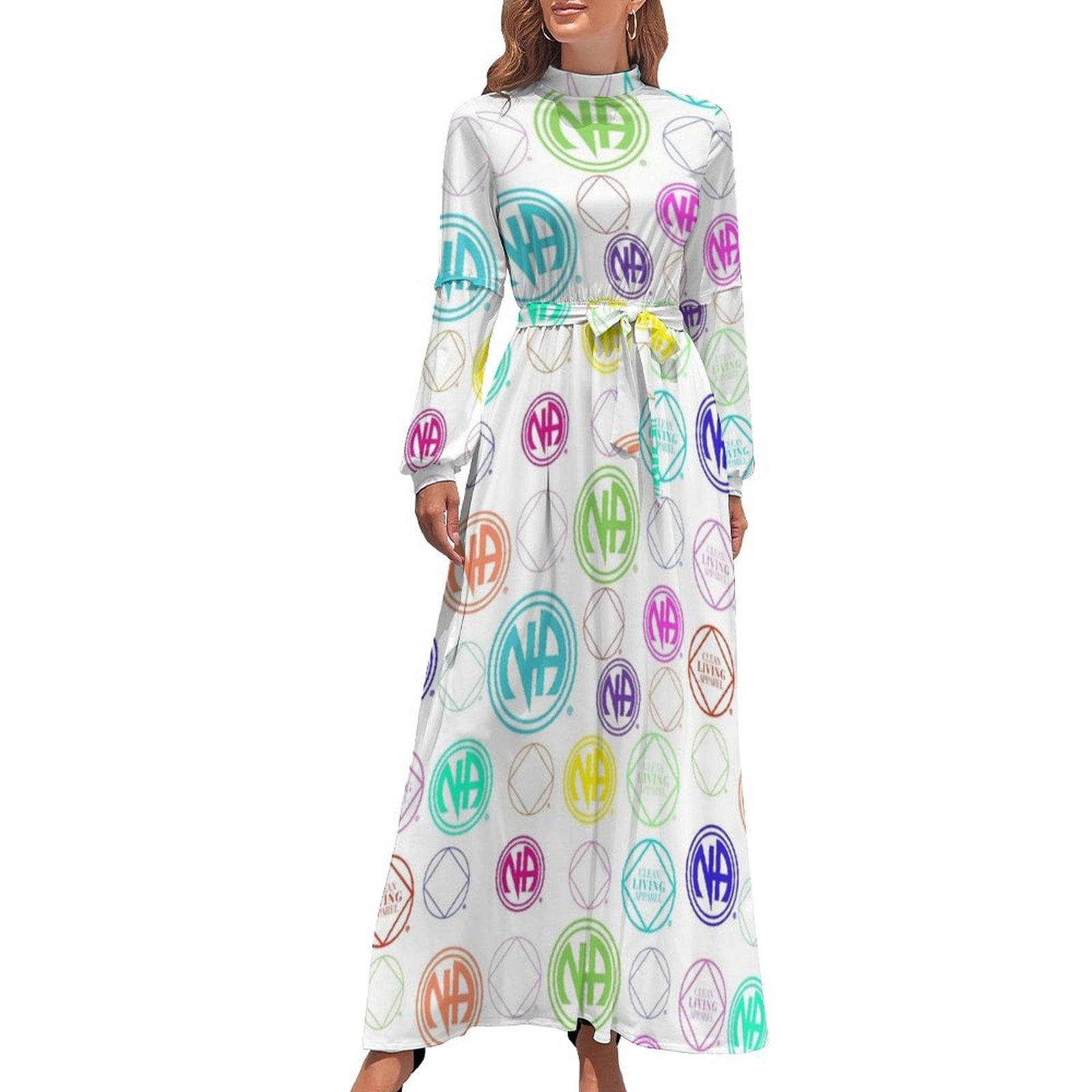 Colorful NA Symbols and Logos Narcotics Anonymous Gift Long Dress chic ...