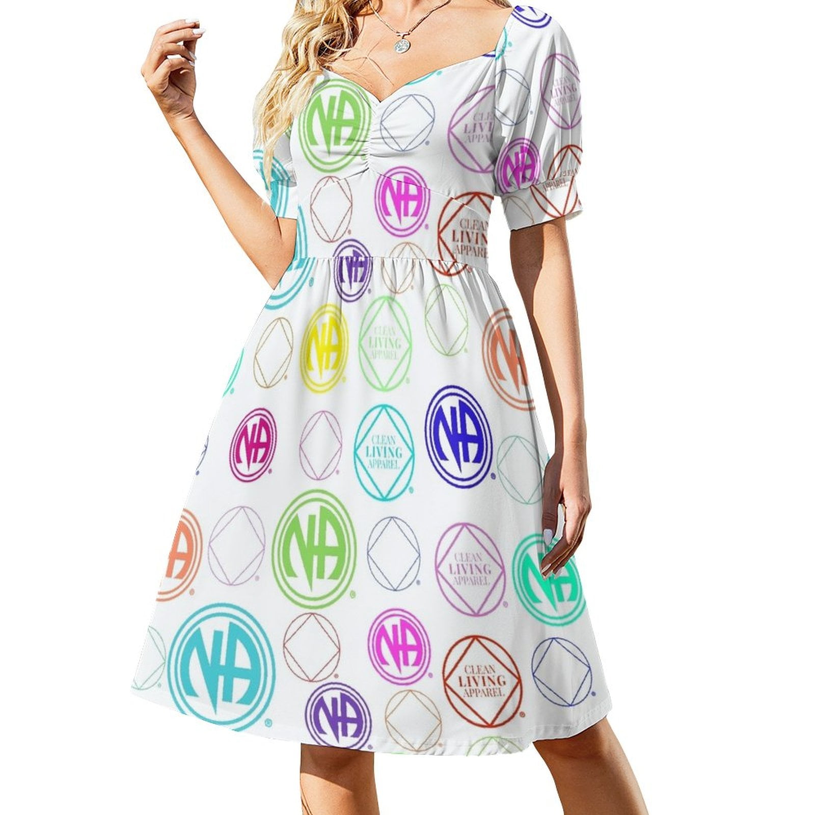 Colorful NA Symbols and Logos Narcotics Anonymous Gift Sleeveless Dress ...