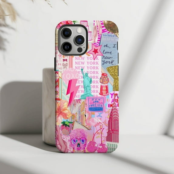 Colorful NYC Downtown Retro City Style Case for iPhone 17 to 11 Pro Max ...