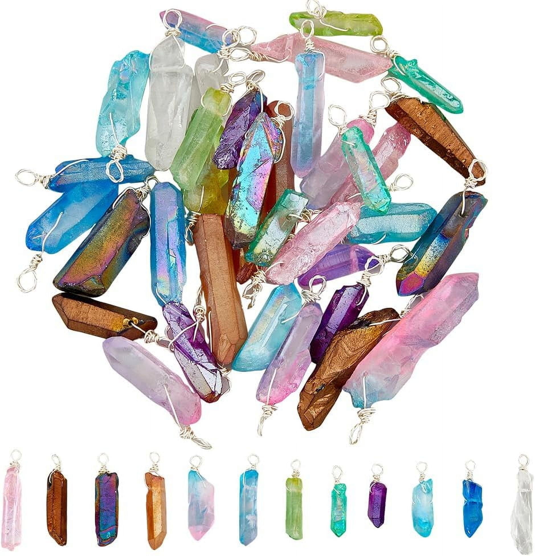 Colorful Natural Stone Charms Raw Wire Wrapped Irregularity Gemstone ...
