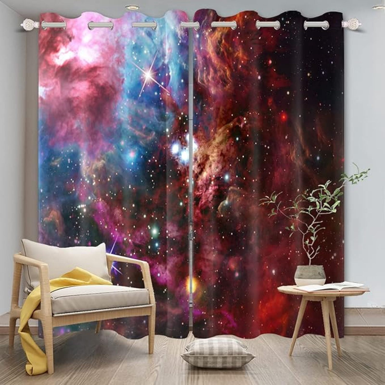 Colorful Nebula Blackout Window Curtains Decor Mysterious Galaxy ...