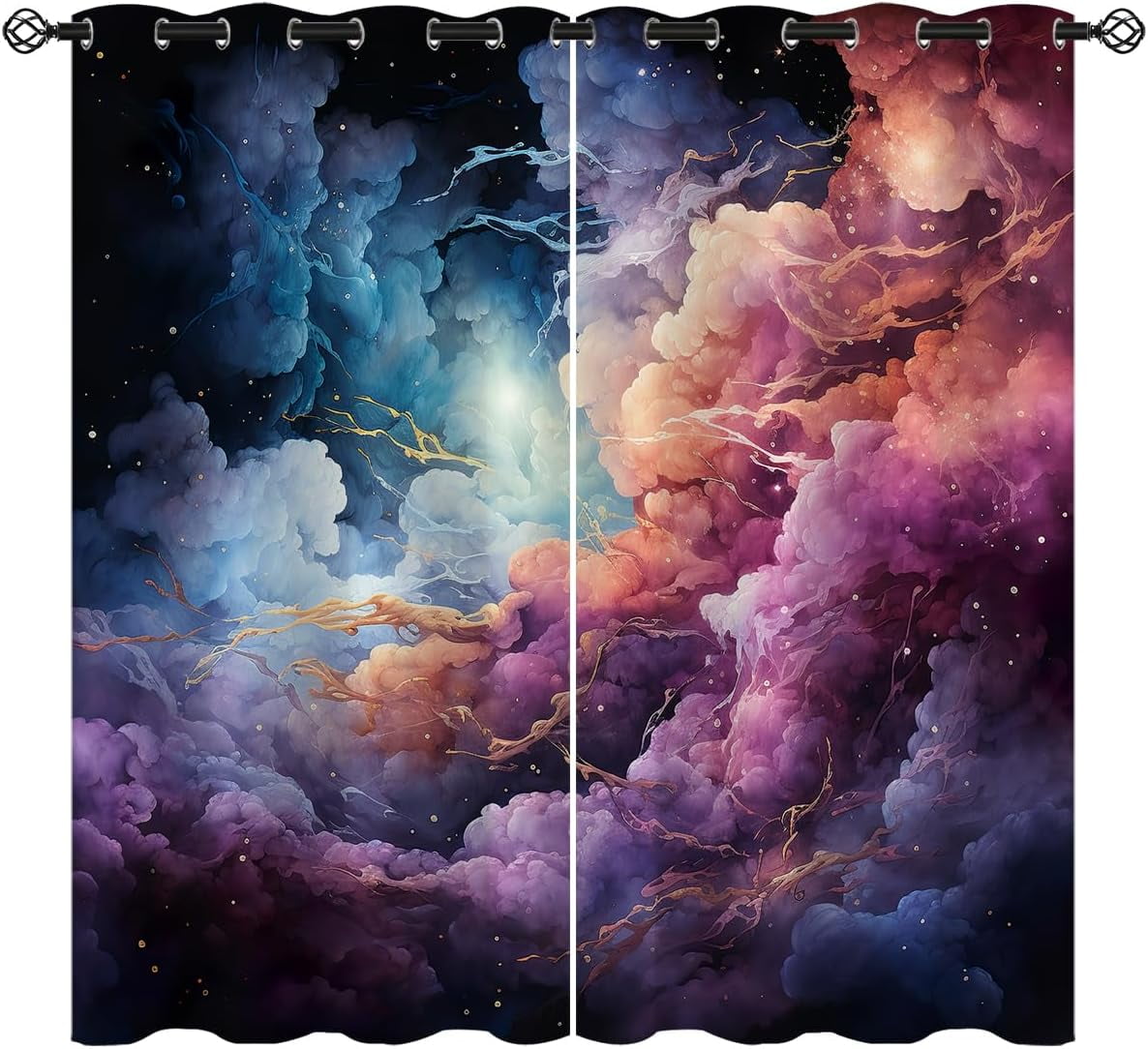 Colorful Nebula Texture Blackout Curtains Colorful Clouds Nebula Borealis Window Curtain Drapes ...