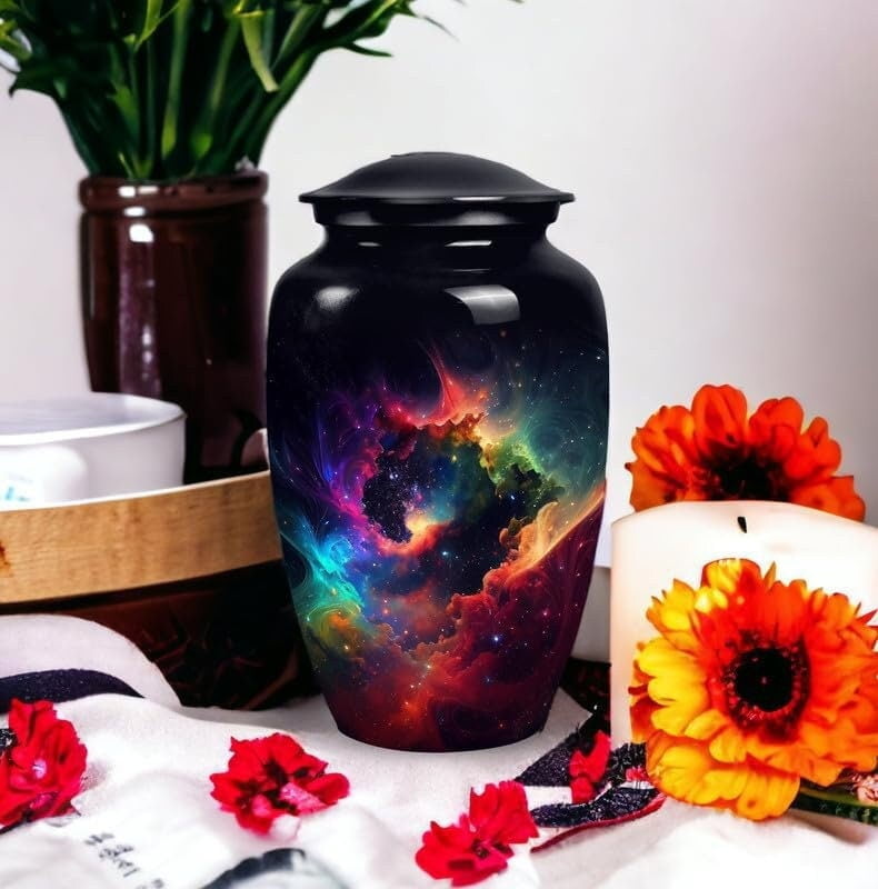 Colorful Nebula Unique Urn -Memorial Urn for Human Ashes, Decorative ...