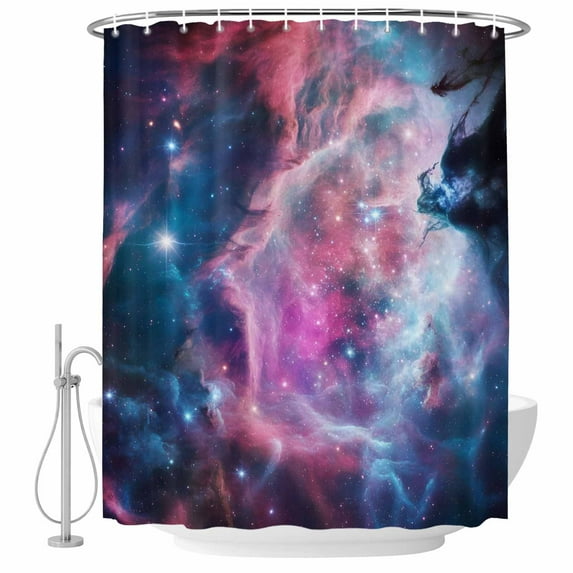 Colorful Nebulae Shower Curtain, 72" x 84", Abstract Shiny Gradient ...