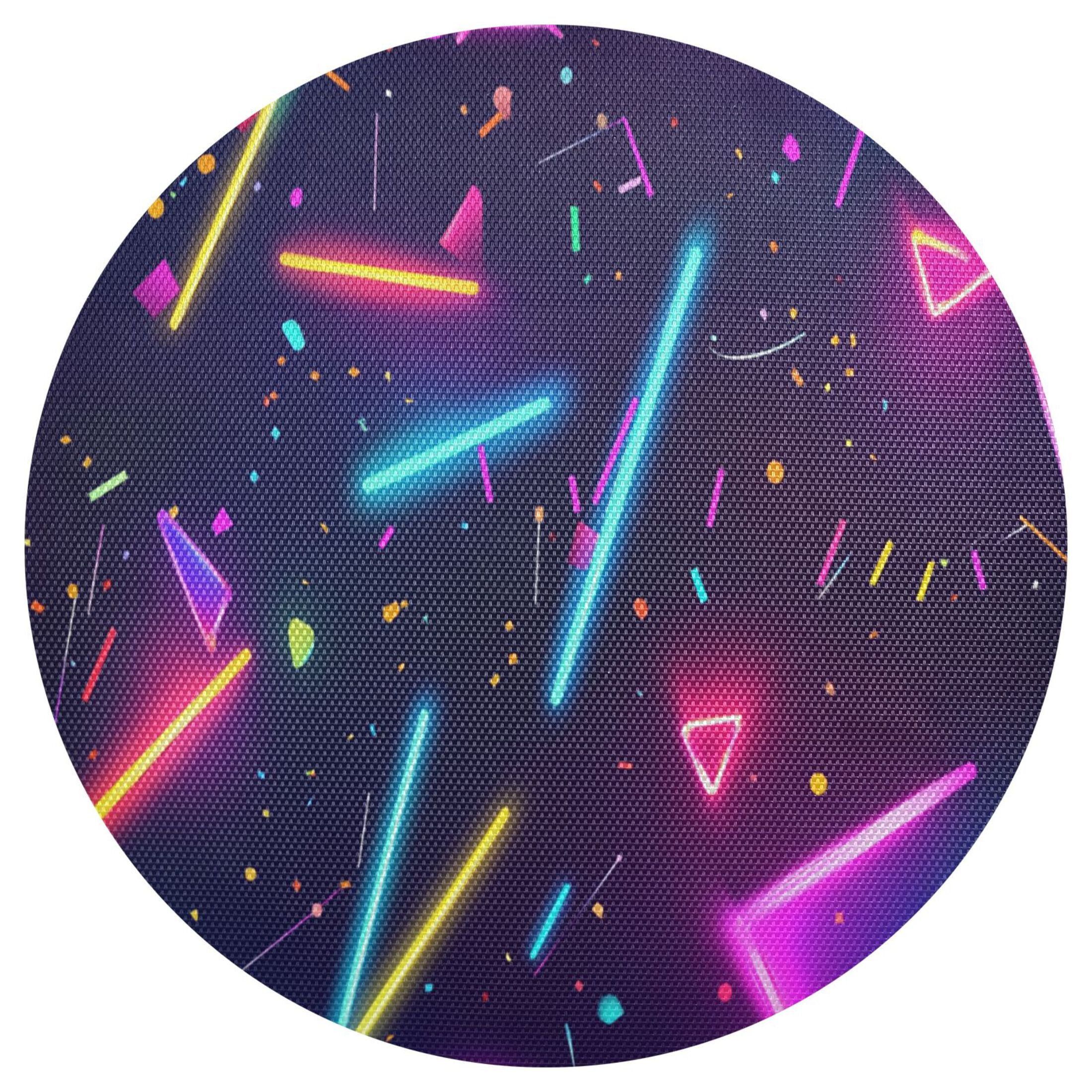 Colorful Neon Design 4-Piece 15.4in Heat-Proof PVC Plate Mats, Easy Cut ...