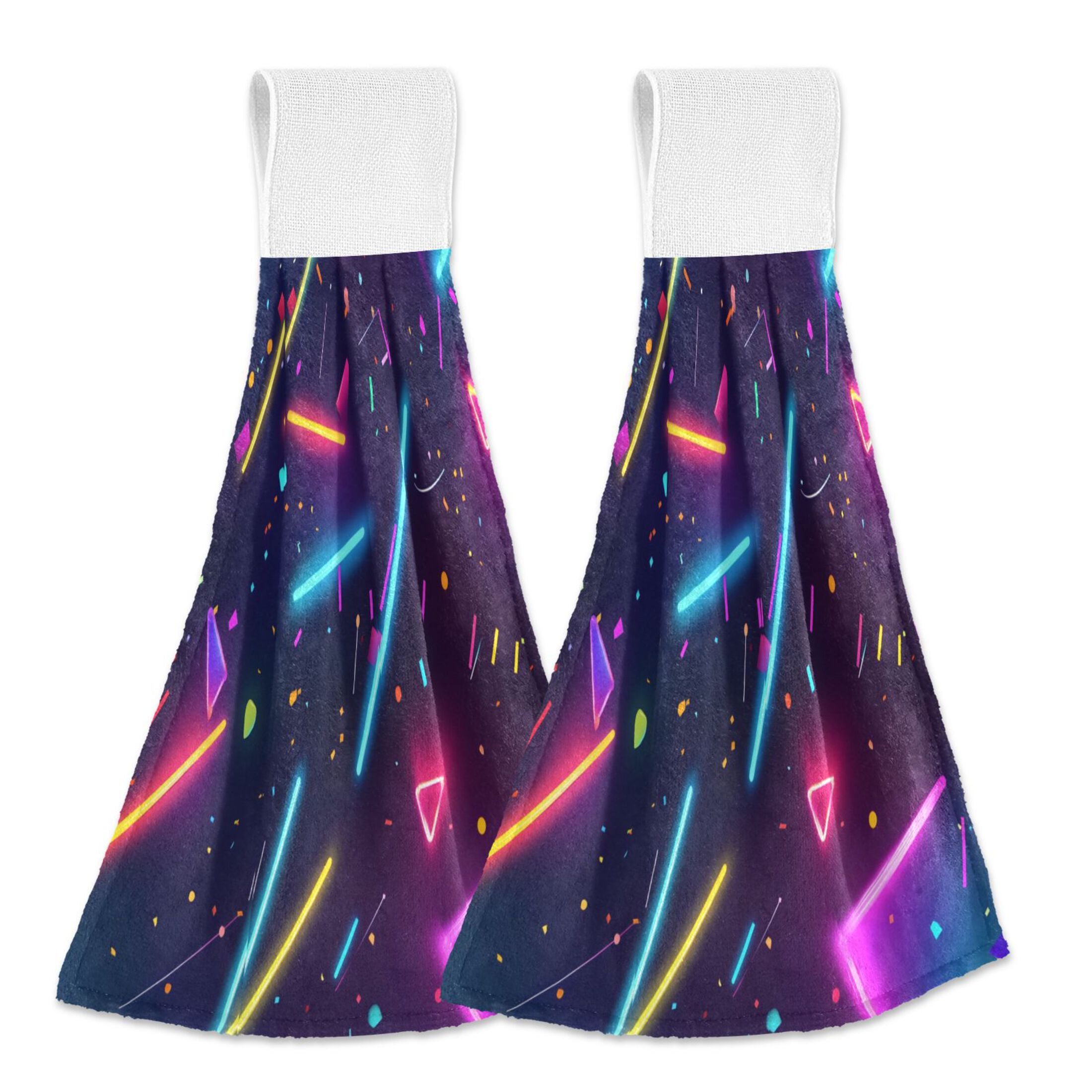 Colorful Neon Design Hand Towels 2 Pack Quick Drying Home Storage ...
