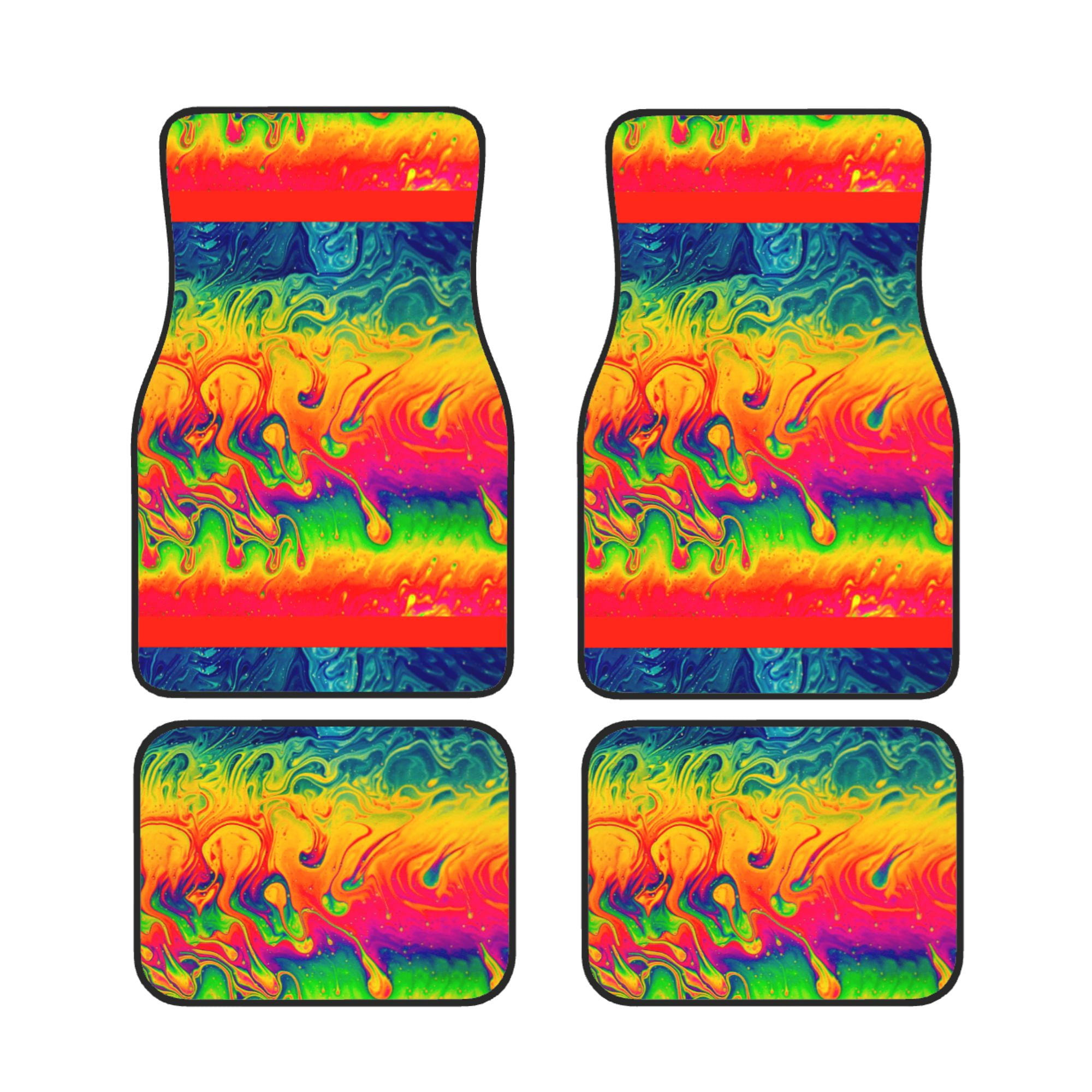 Colorful Neon Graphic Universal Fit Carpet Floor Mats For Car Suv Van ...