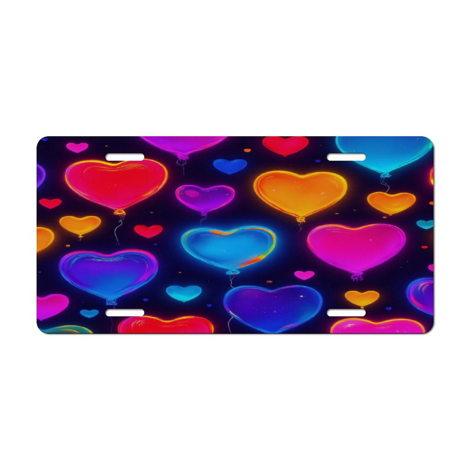Colorful Neon Heart Balloons Pattern License Plate Lightweight Aluminum ...