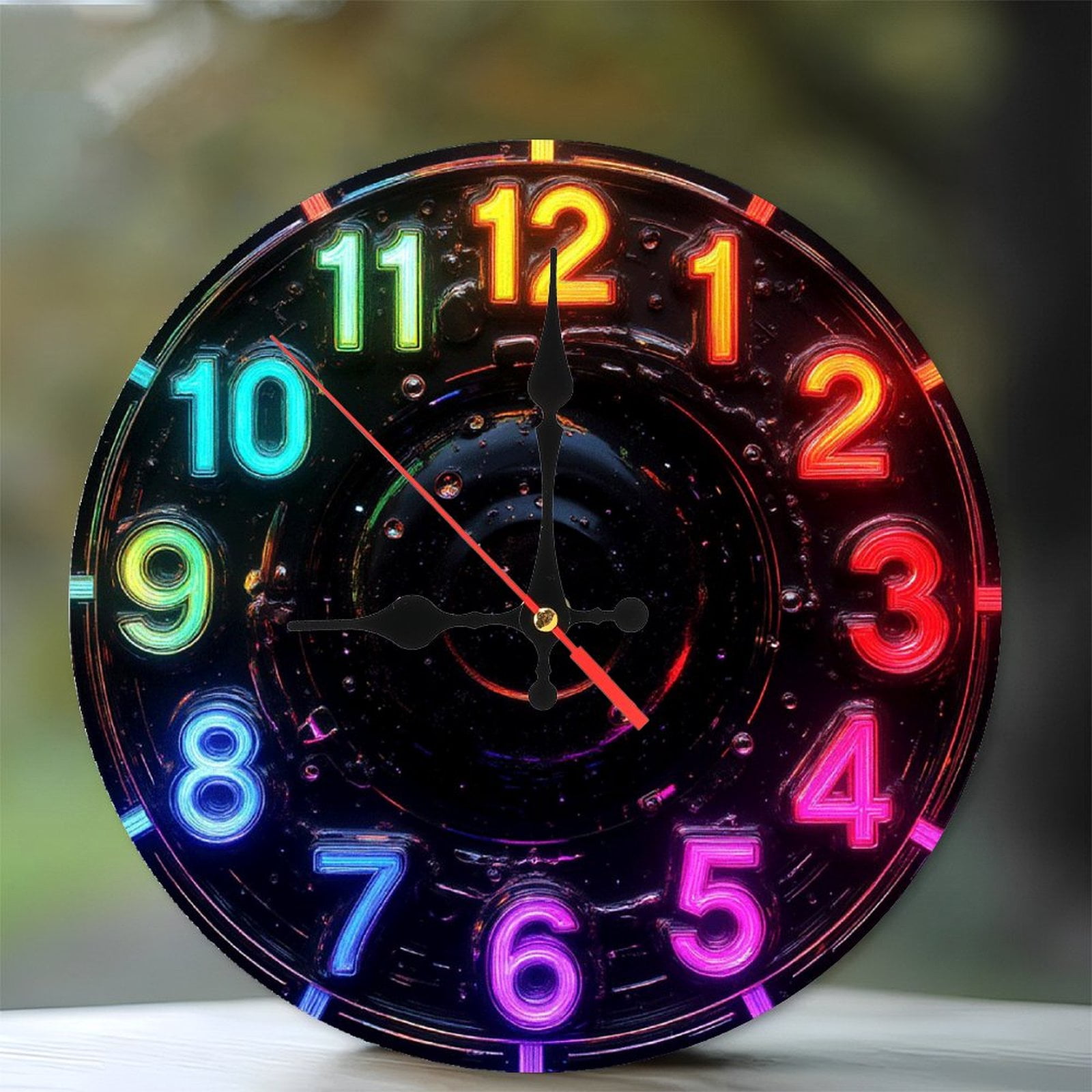 Colorful Neon LED Wall Clock with Beautiful Design_1 10-Inch Silent ...