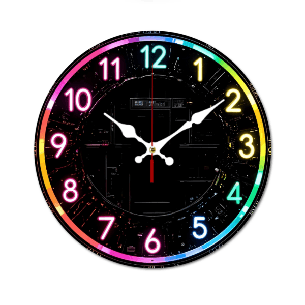 Colorful Neon LED Wall Clock Decorative 10-Inch Wooden Wall Clock ...