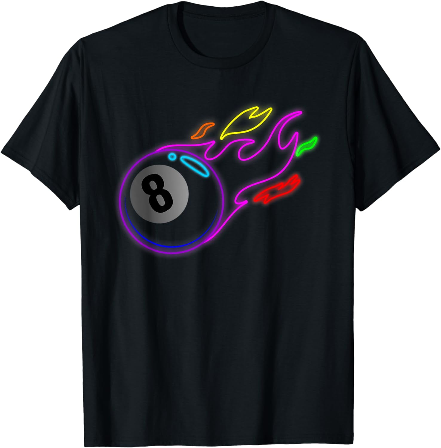 Colorful Neon Lights Eight Ball Billiards Pool T-Shirt MM - Walmart.com