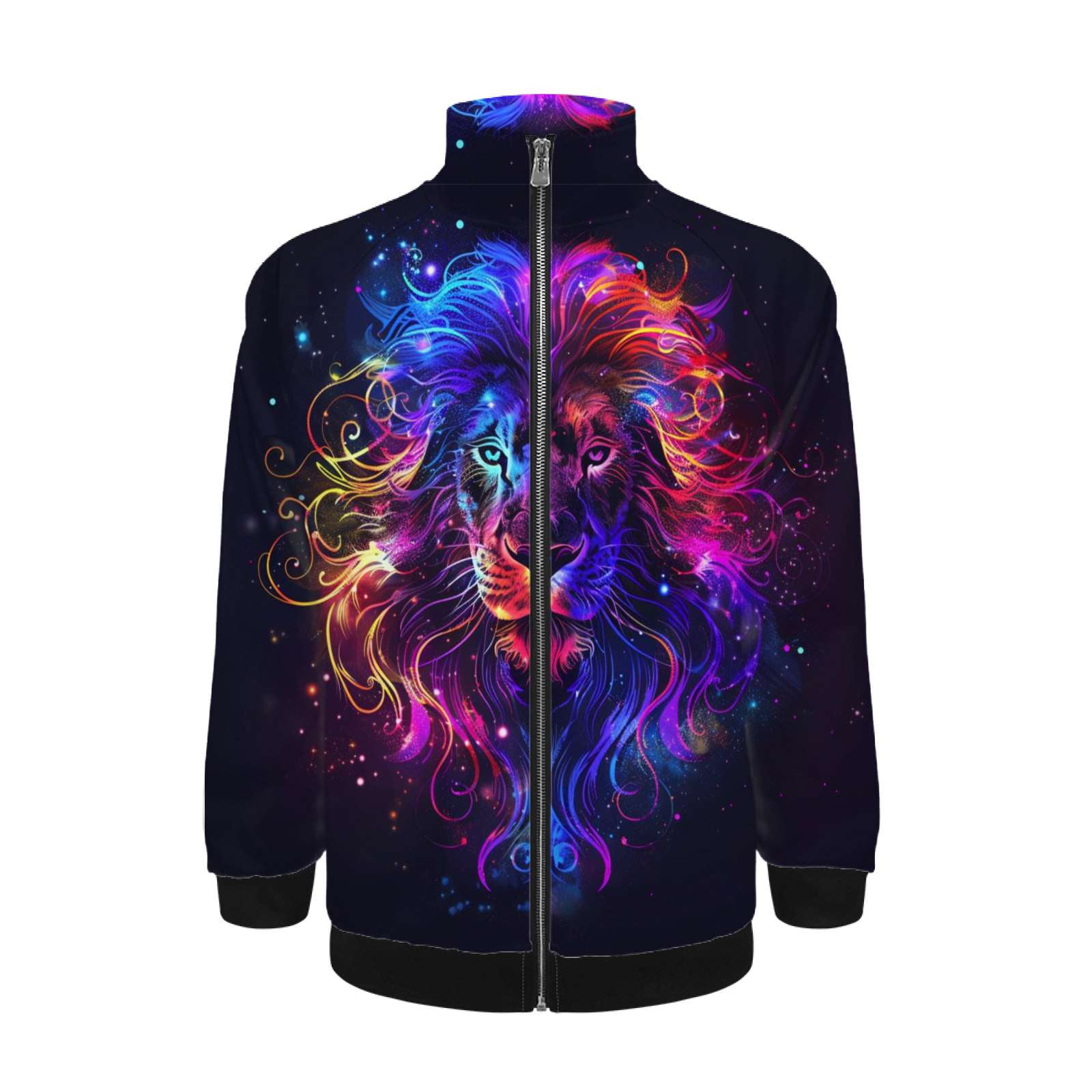 Colorful Neon Lion Art Jacket Men's Street Cool Long Sleeves Coat ...