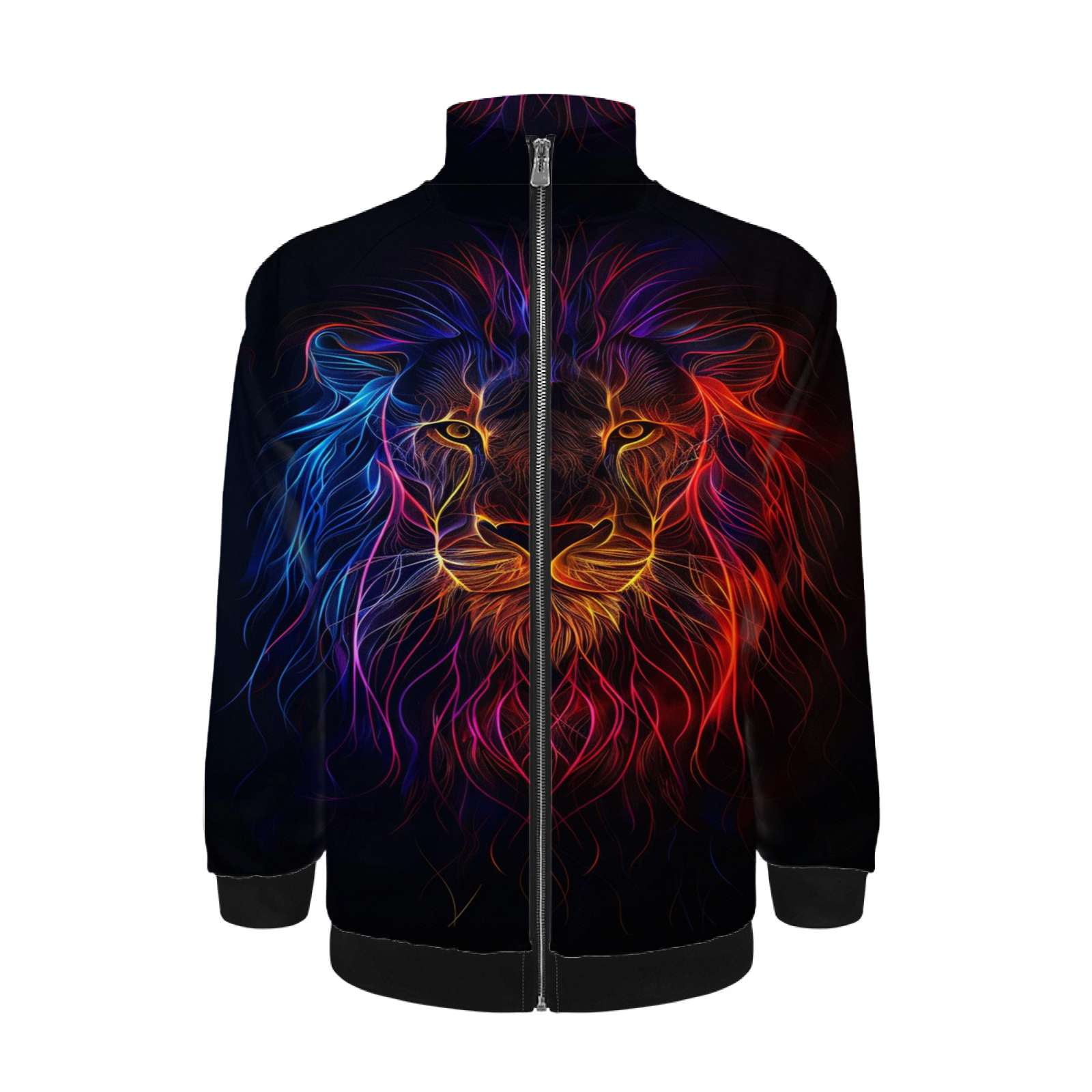 Colorful Neon Lion Portrait Jacket Men's Street Cool Long Sleeves Coat ...