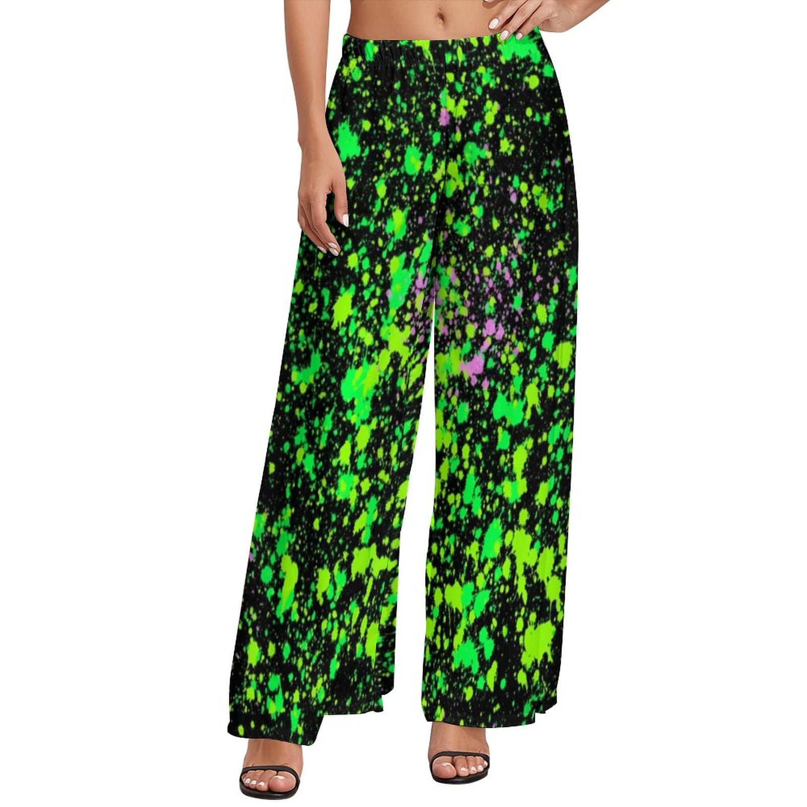 Colorful Neon Paint Pants Female Pretty Splatter Print Streetwear ...