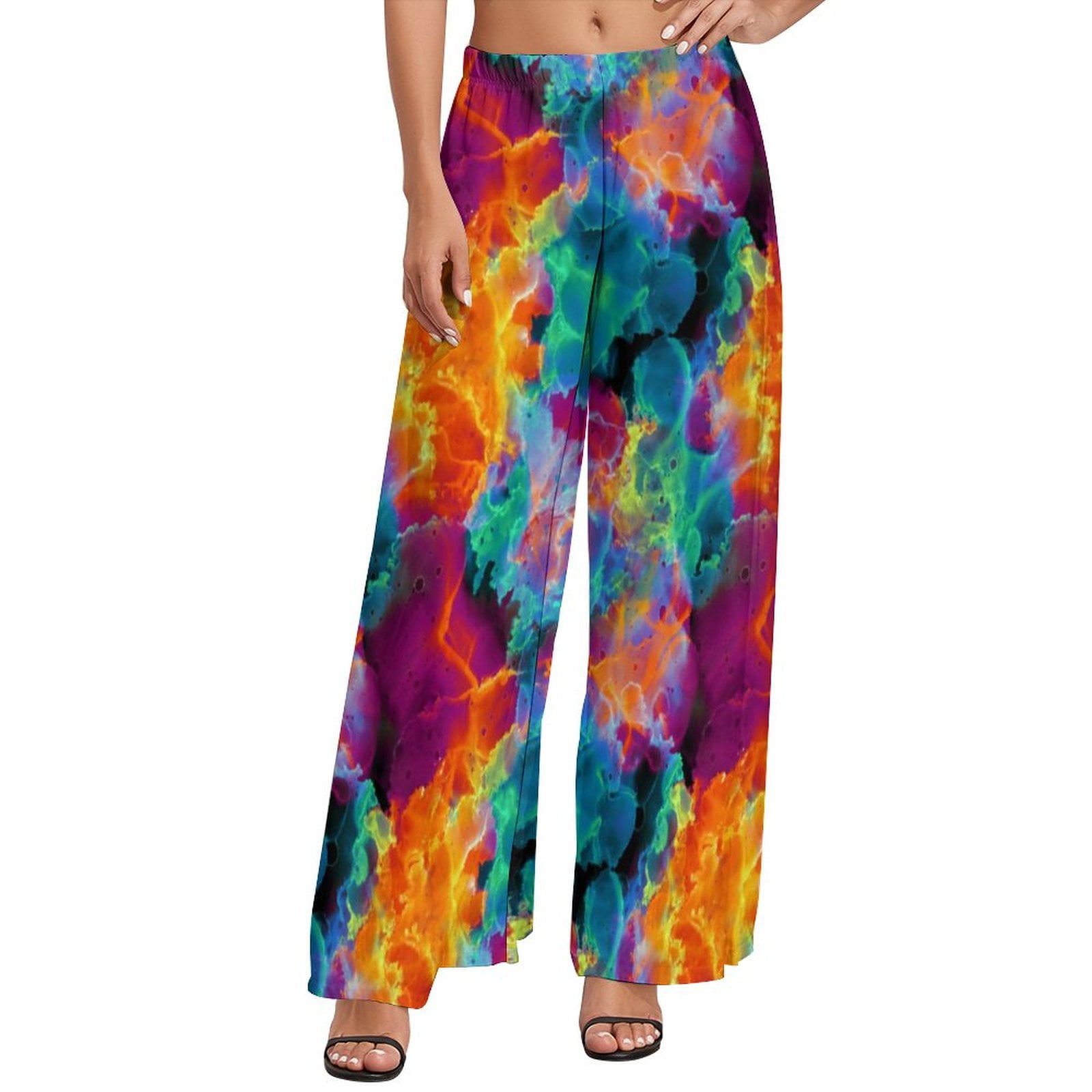 Colorful Neon Paint Pants Female Pretty Splatter Print Streetwear ...
