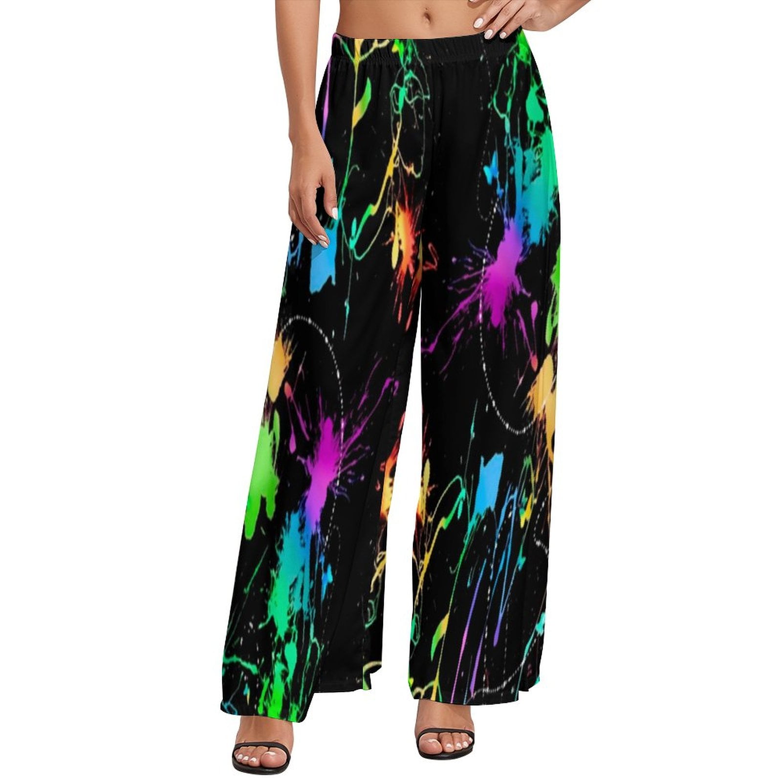 Colorful Neon Paint Pants Female Pretty Splatter Print Streetwear ...