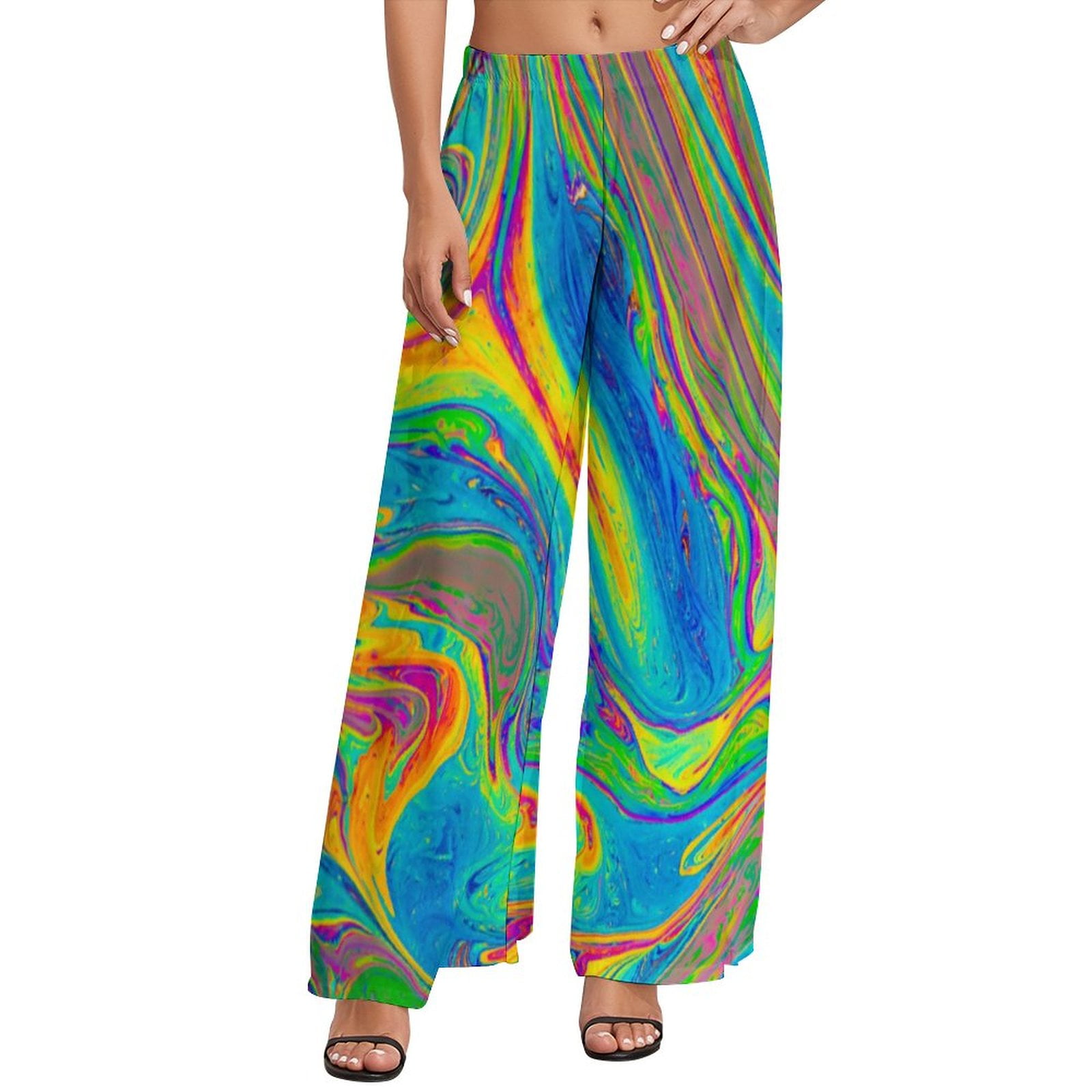 Colorful Neon Paint Pants Female Pretty Splatter Print Streetwear ...