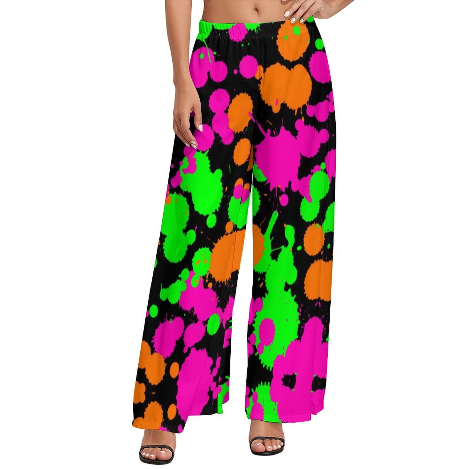 Colorful Neon Paint Pants Womens Abstract Graffiti Street Wear Trousers ...