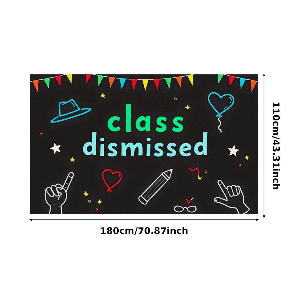 Colorful Neon Style Class Dismissed Banner Background Decor Party ...