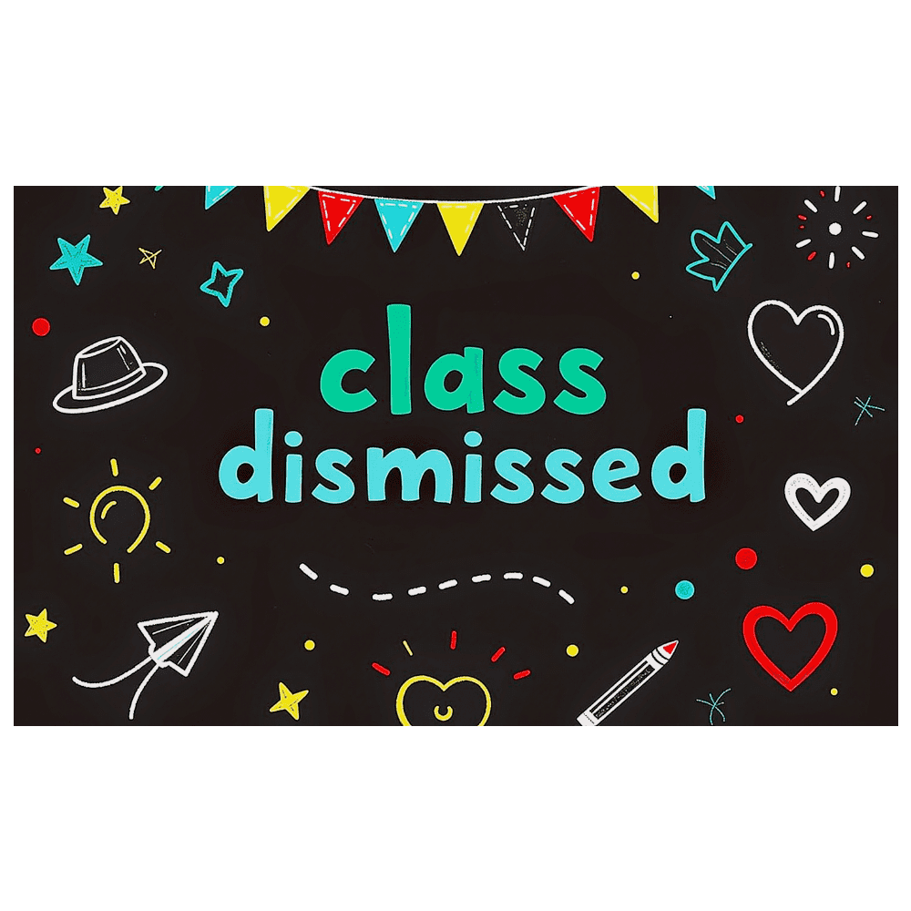 Colorful Neon Style Class Dismissed Banner Background Decor Party ...