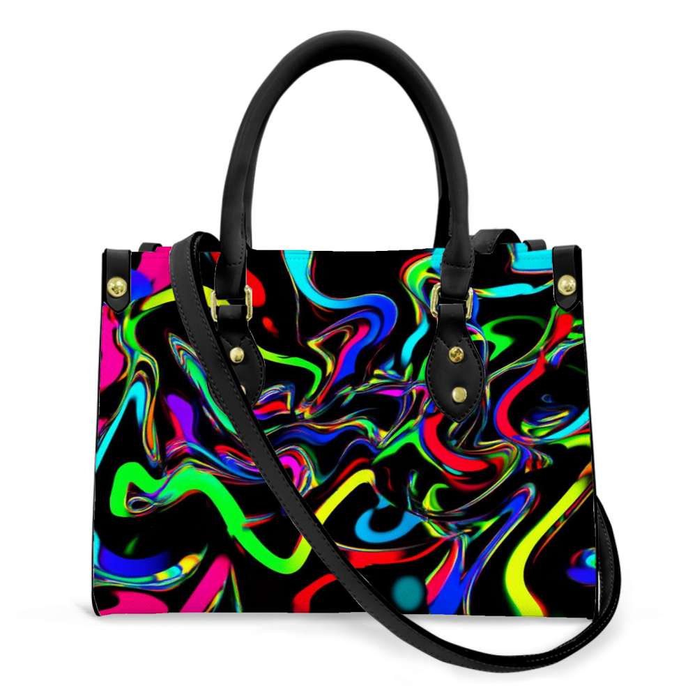 Colorful Neon Swirls Pattern Shoulder Bag Pu Leather Handbags Women ...