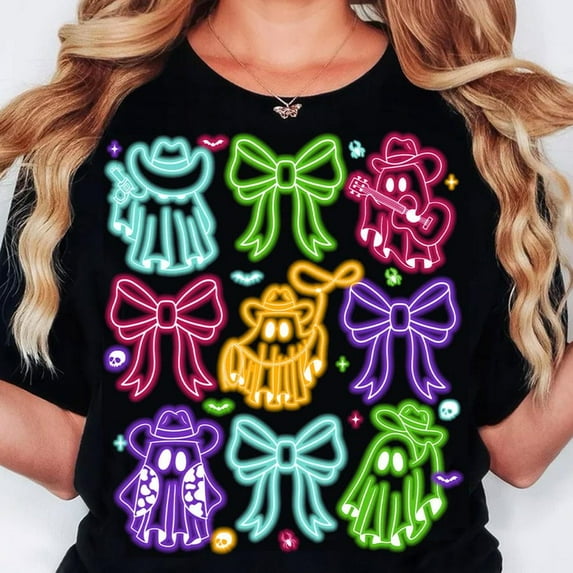 Colorful Neon Winter Holiday Cowboy Ghost , Winter Holiday Cowgirl ...