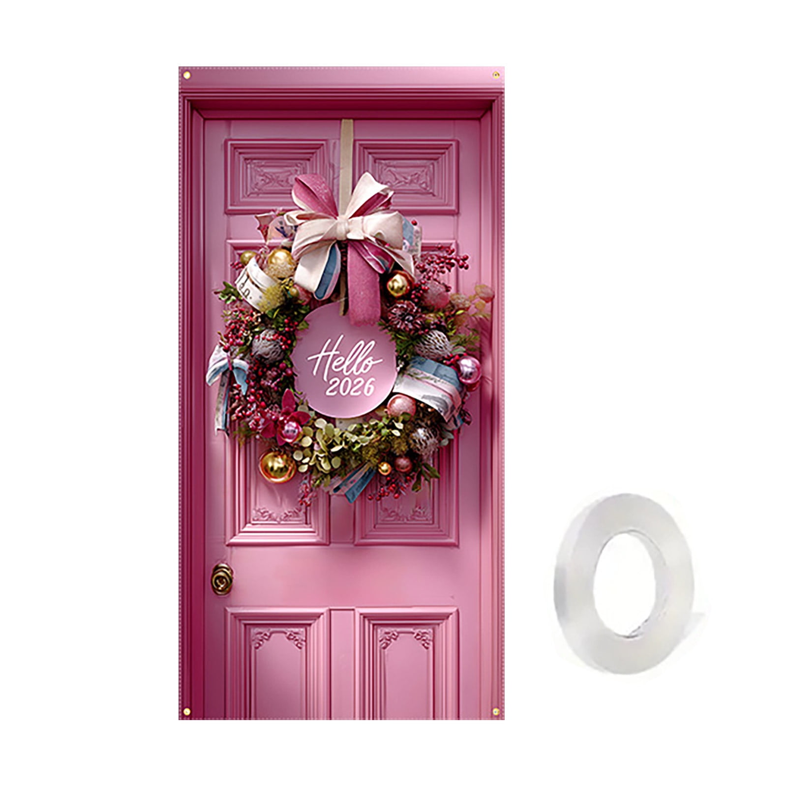 Colorful New Year Door Cover, 90X180Cm Polyester Decorative Hanging For ...