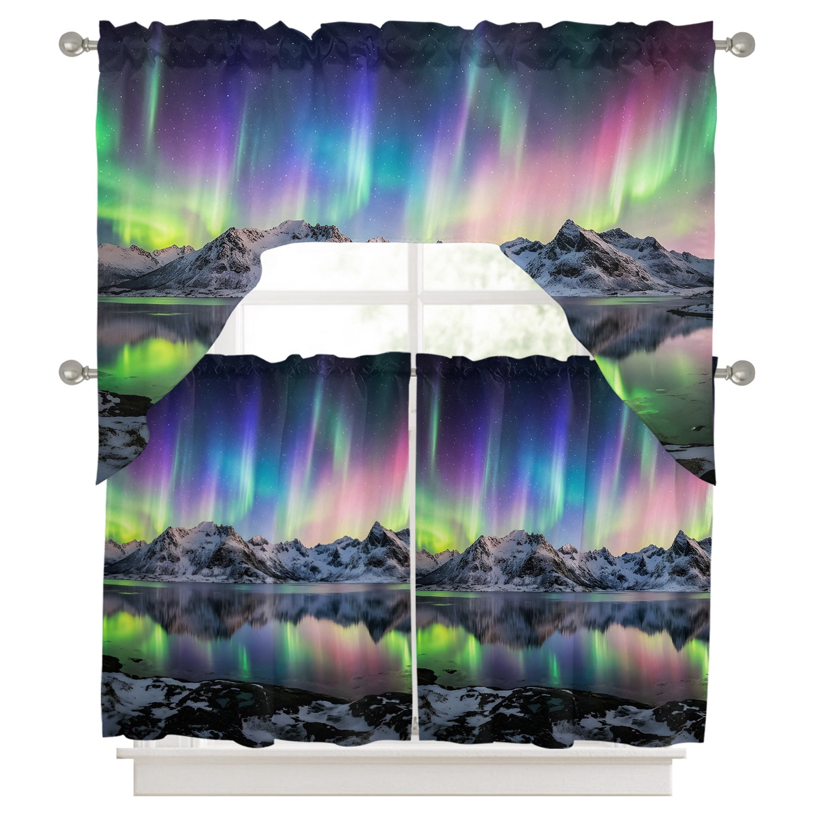 Colorful Night Sky Kitchen Curtains Swag Valance and Tier Curtains Set ...