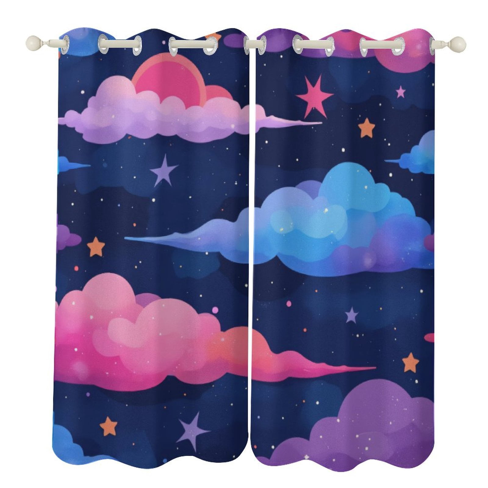 Colorful Night Sky with Stars Blackout Window Curtains for Bedroom ...