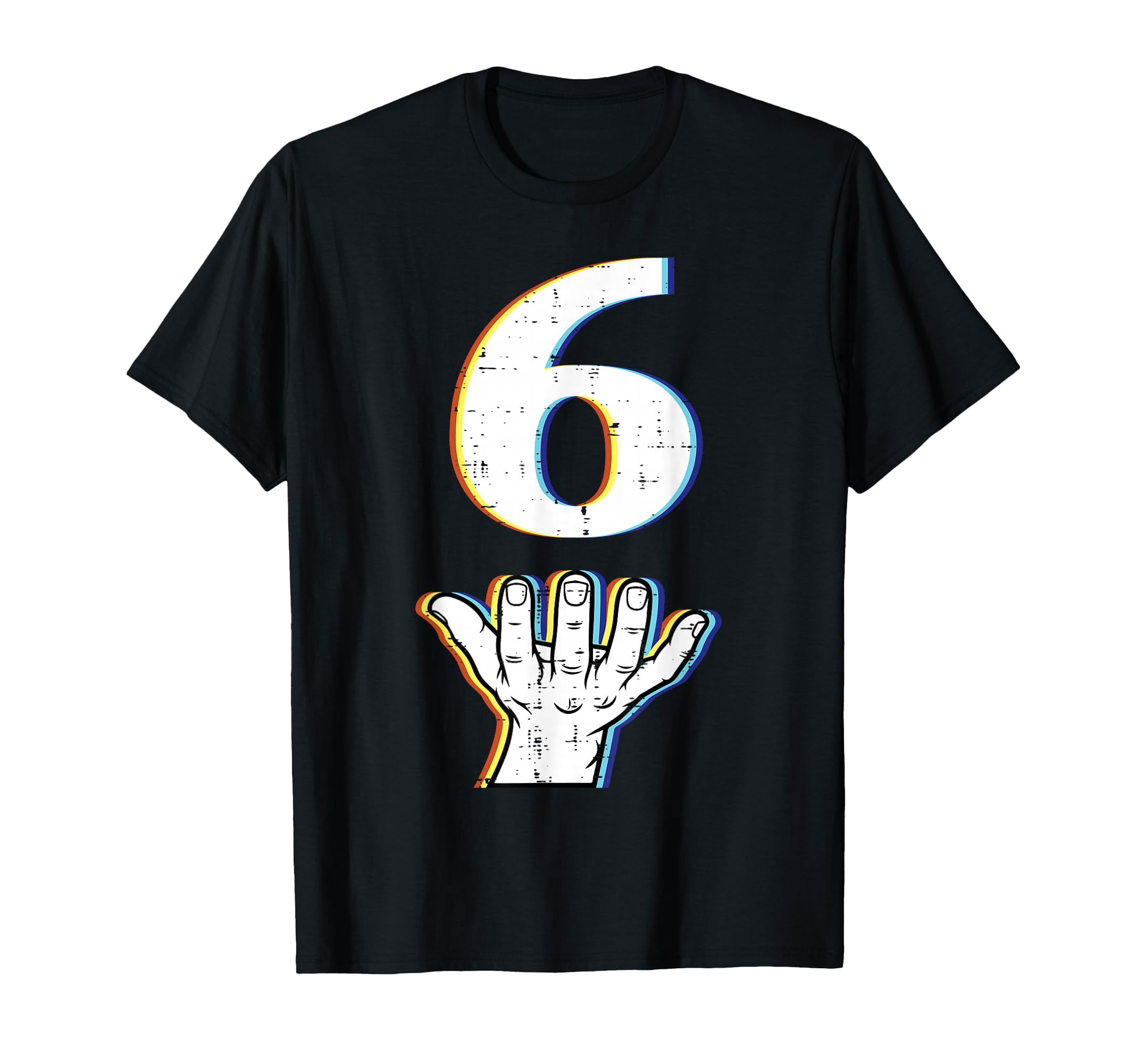 Colorful Number 6 Hand Graphic T-Shirt for Fun Halloween Costume ...
