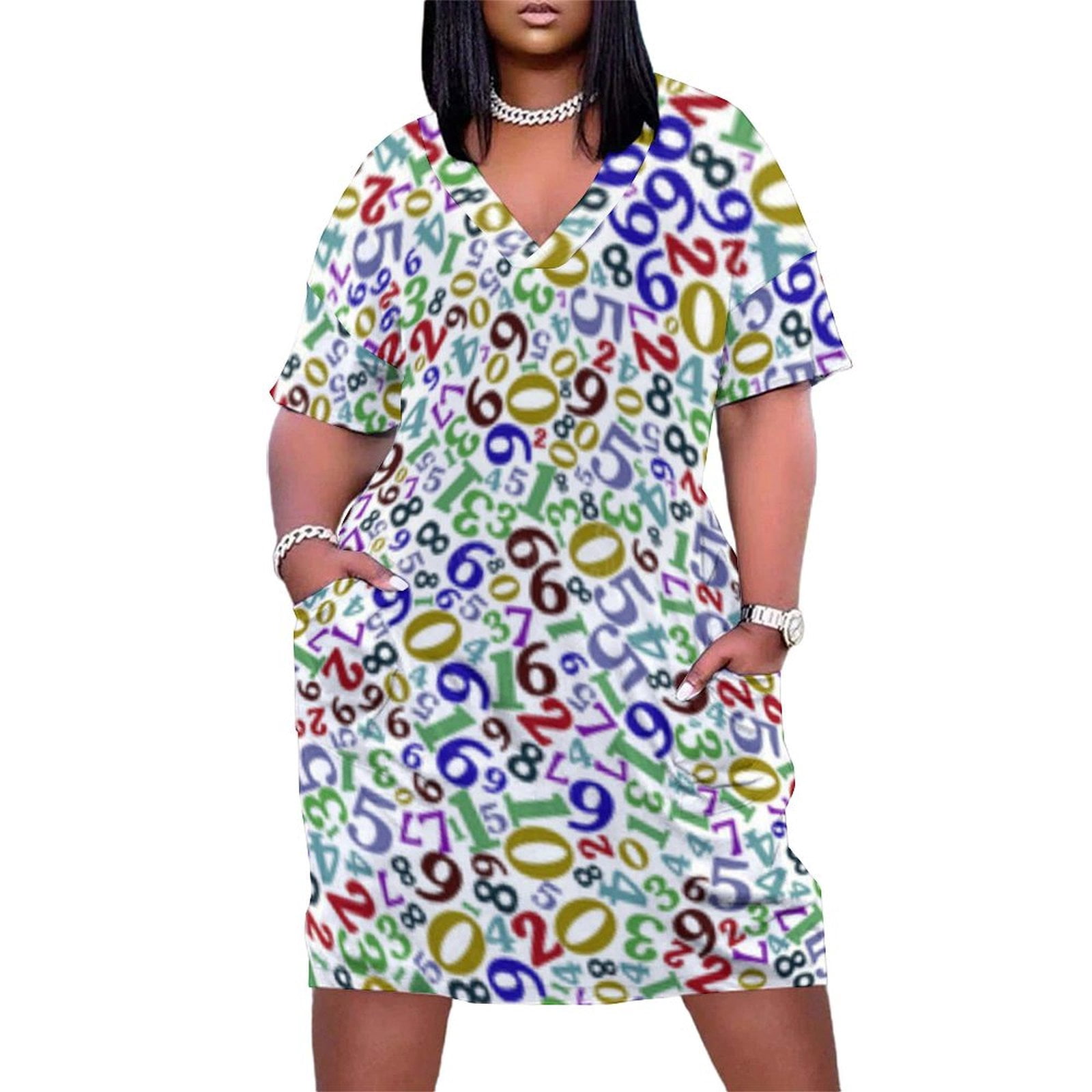 Colorful Number Pattern Background Design Summer Sundress for Curve ...