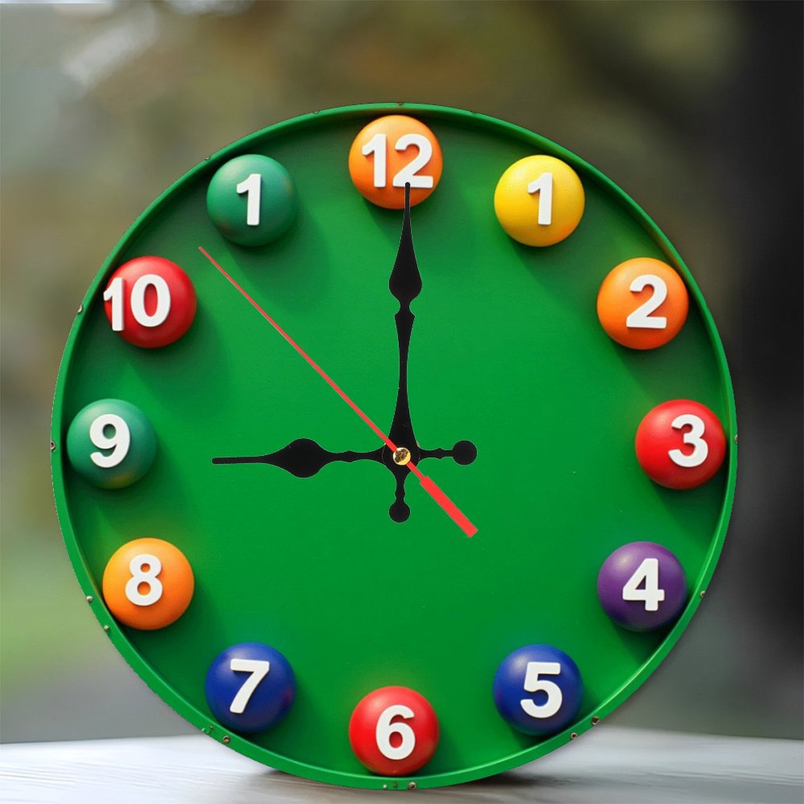 Colorful Numbered Educational Wall Clock 10-Inch Silent Wooden Wall ...