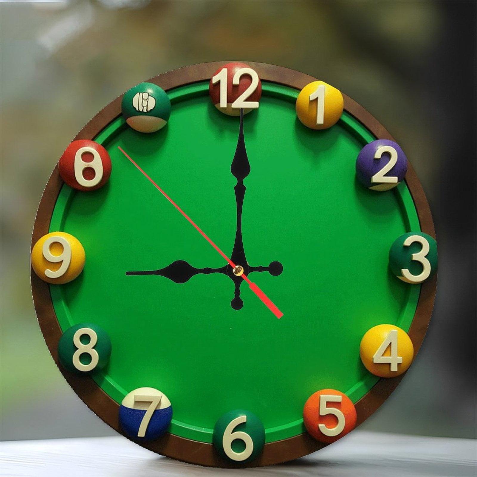 Colorful Numbered Pool Balls on Green Felt Billiard Table_2 10-Inch ...