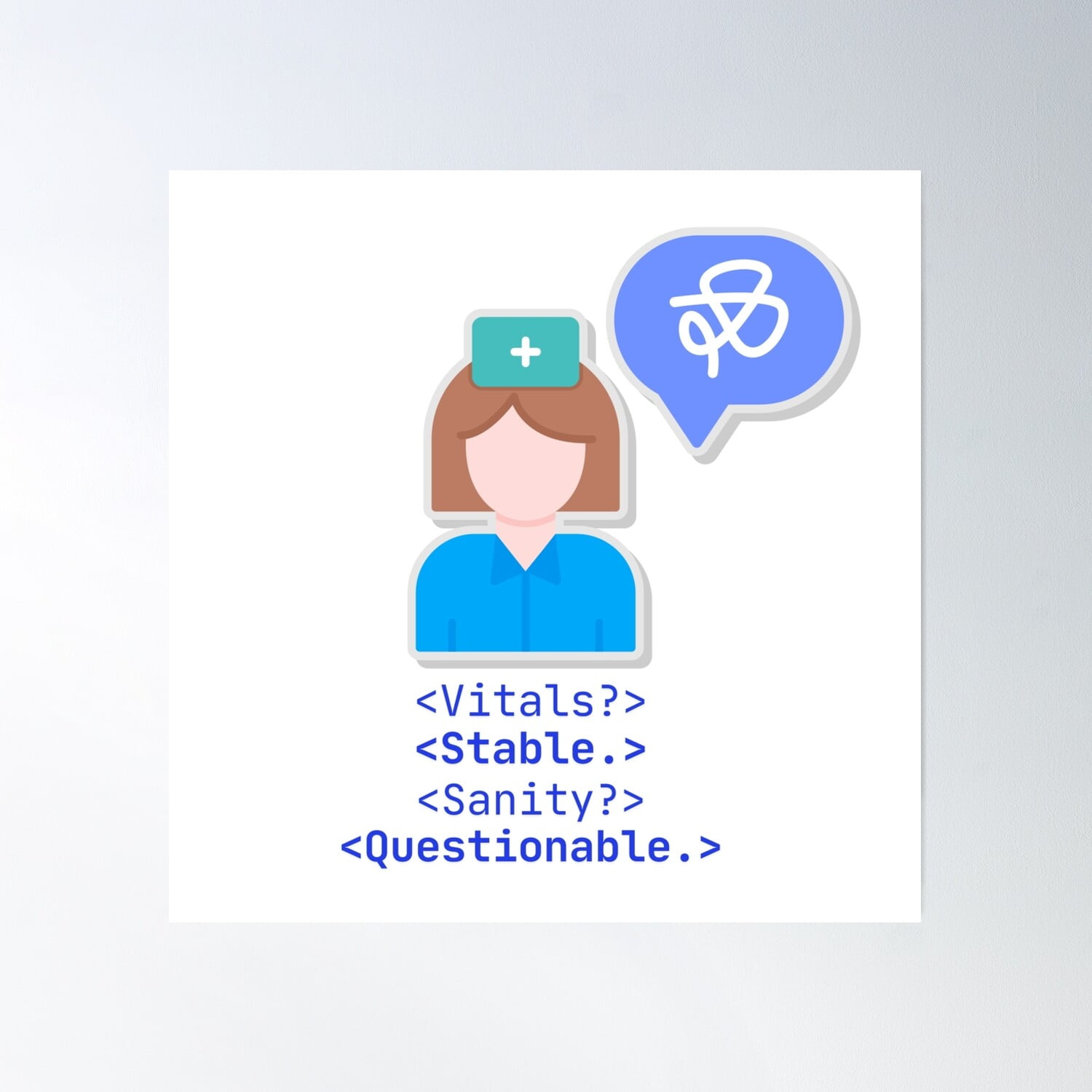 Colorful Nurse Cartoon – Vitals Stable Sanity Questionable Funny Design ...