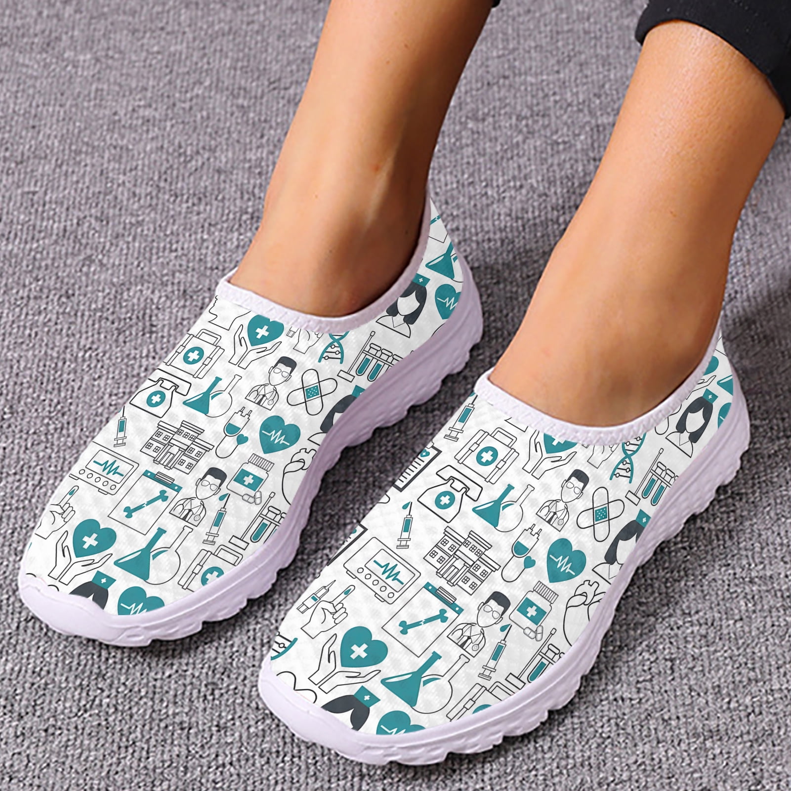 Colorful Nurse Medical Loafers For Female Cartoon Nurse Shoes Summer ...
