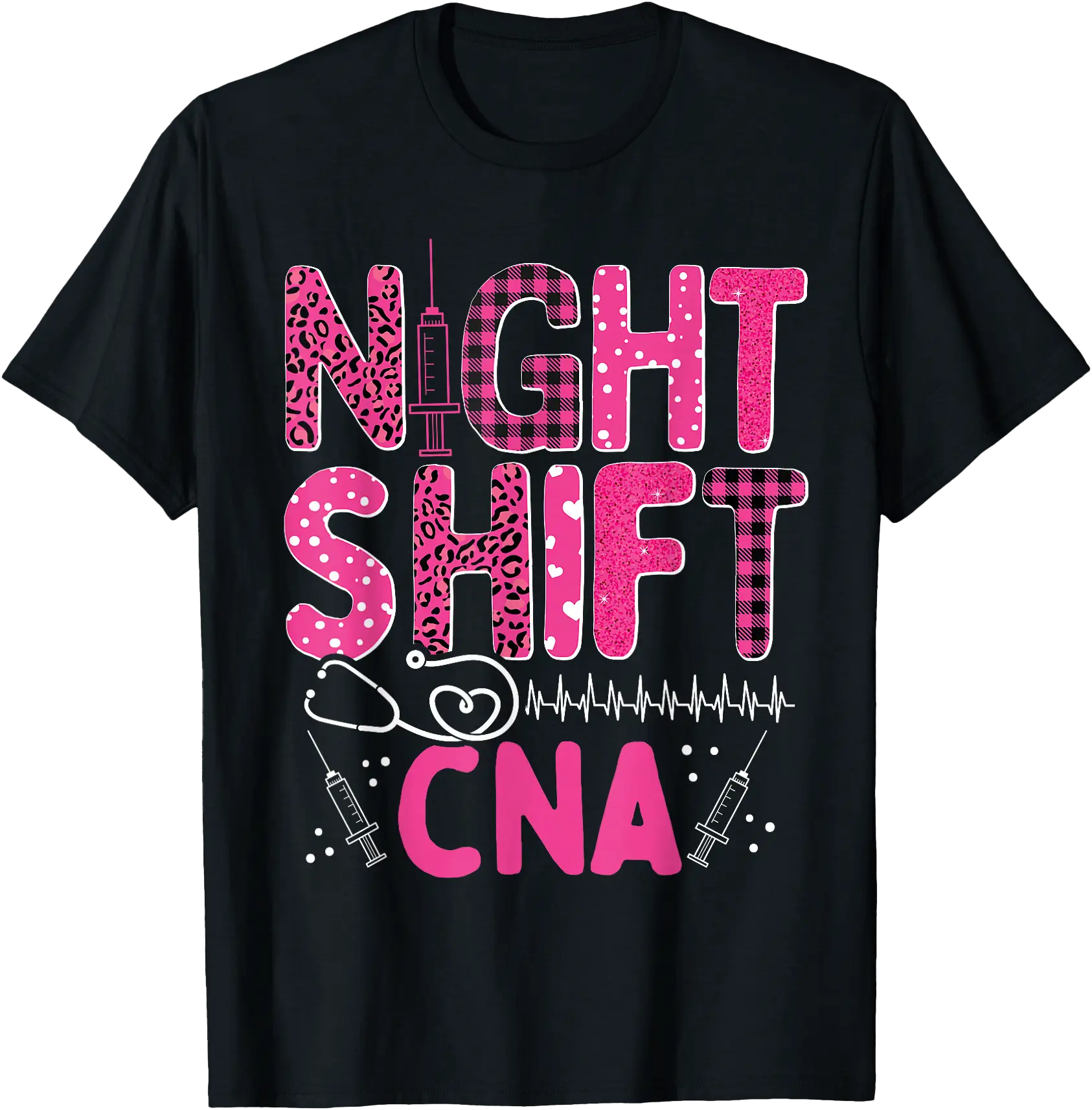Colorful Nurse Night Shift T-Shirt for CNA and Nursing Assistants with ...