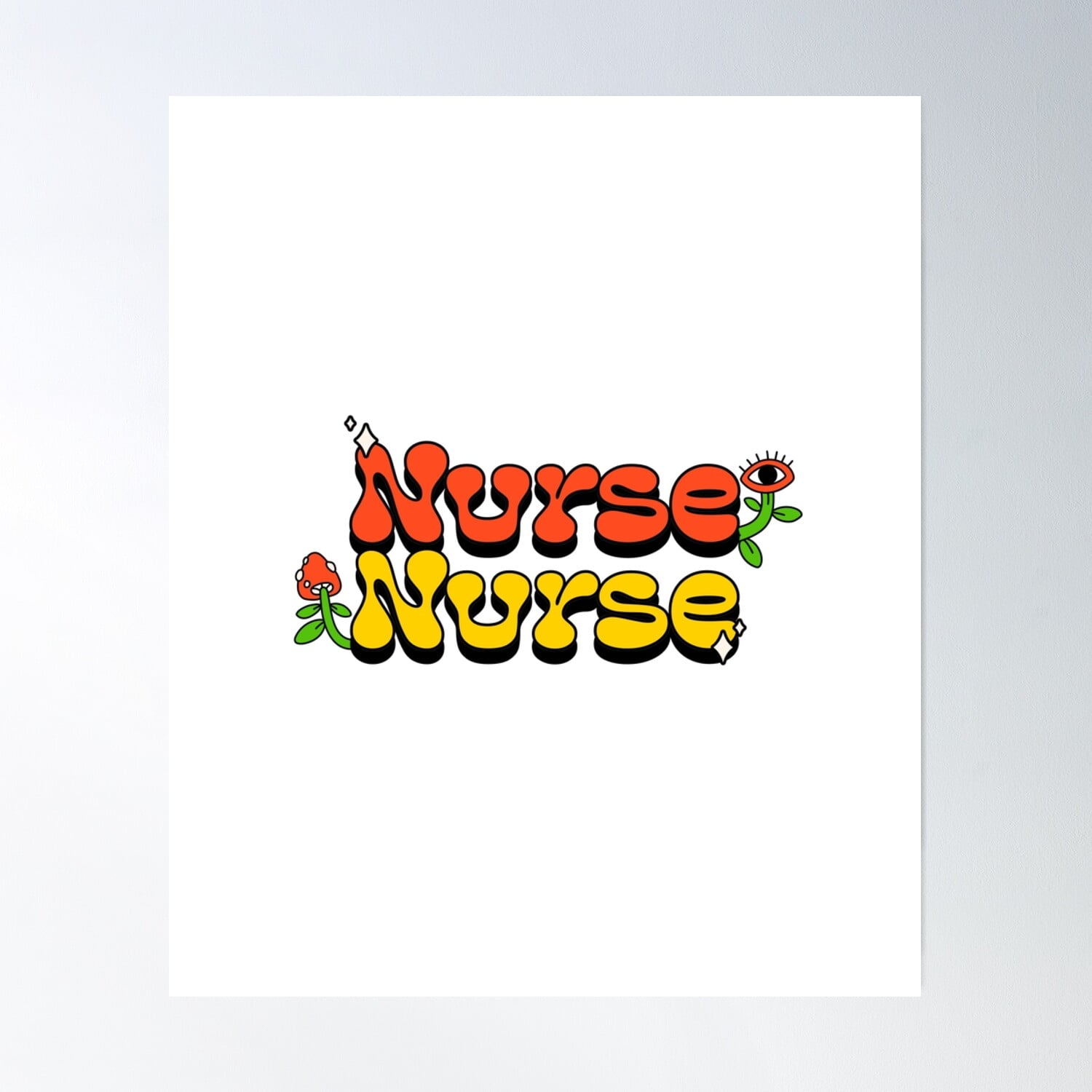 Colorful Nurse Typing With Different Fonts Ambulatory Nurse Posters ...