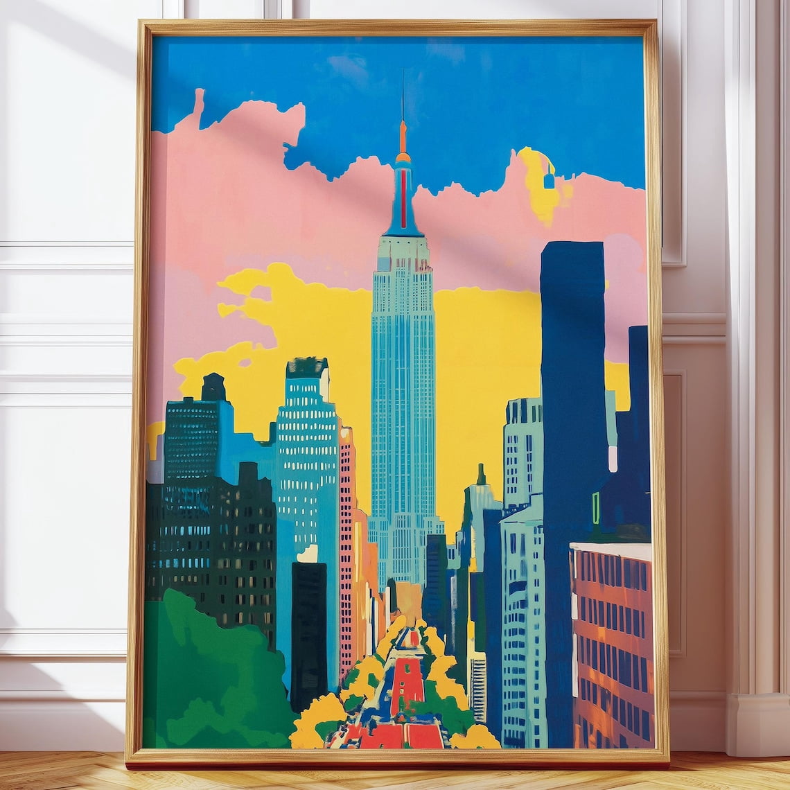 Colorful Nyc Skyline Poster Modern New York Abstract Art, Unframed ...
