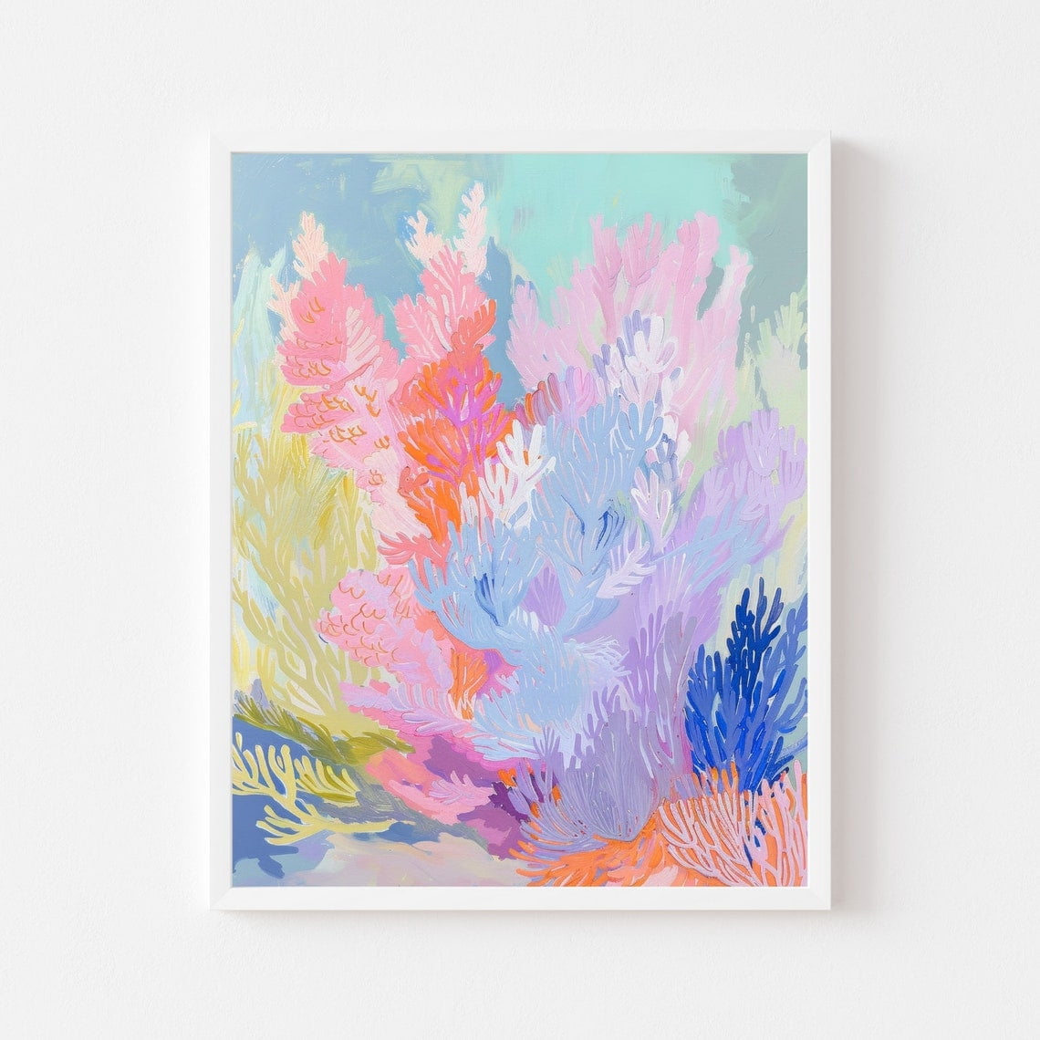 Colorful Ocean Coral Painting Pastel Under The Sea Art Print Coastal ...