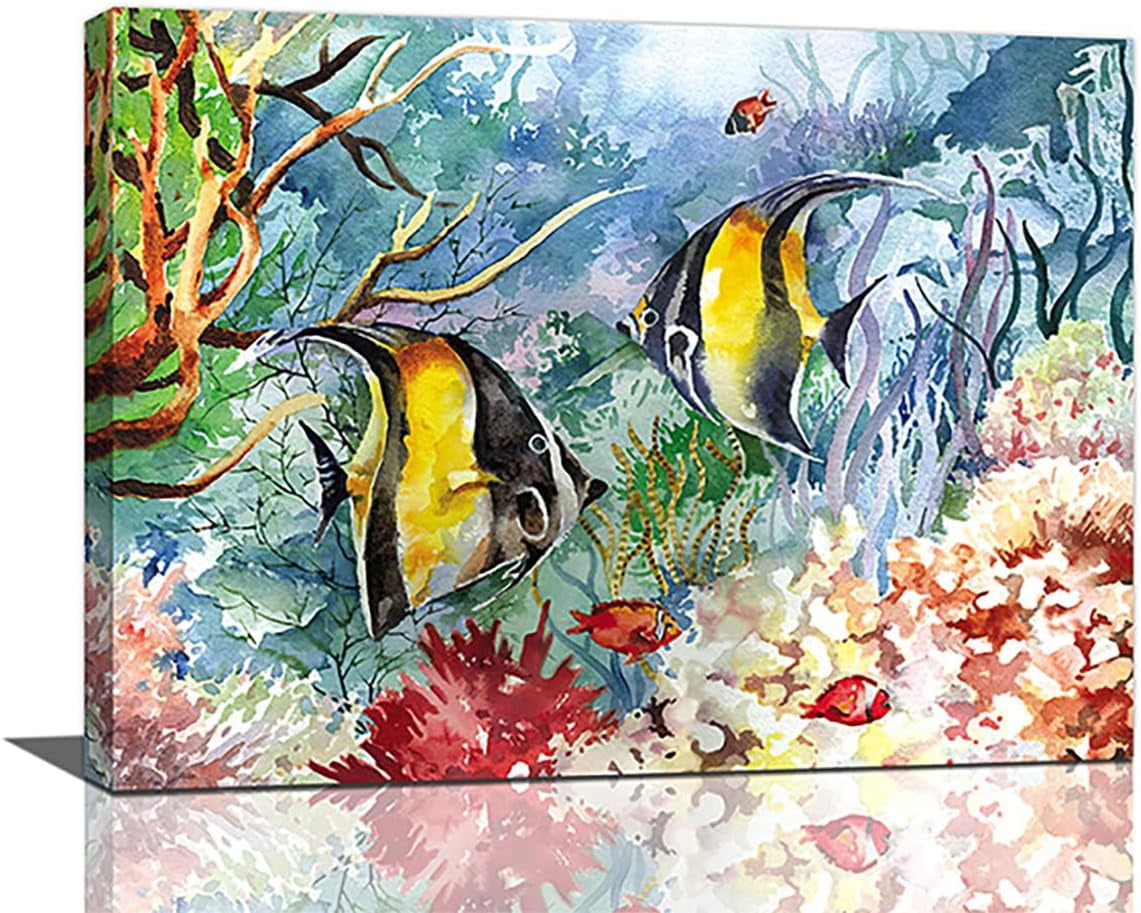 Colorful Ocean Fish Decor Wall Art Tropical Fish Pictures Watercolor ...