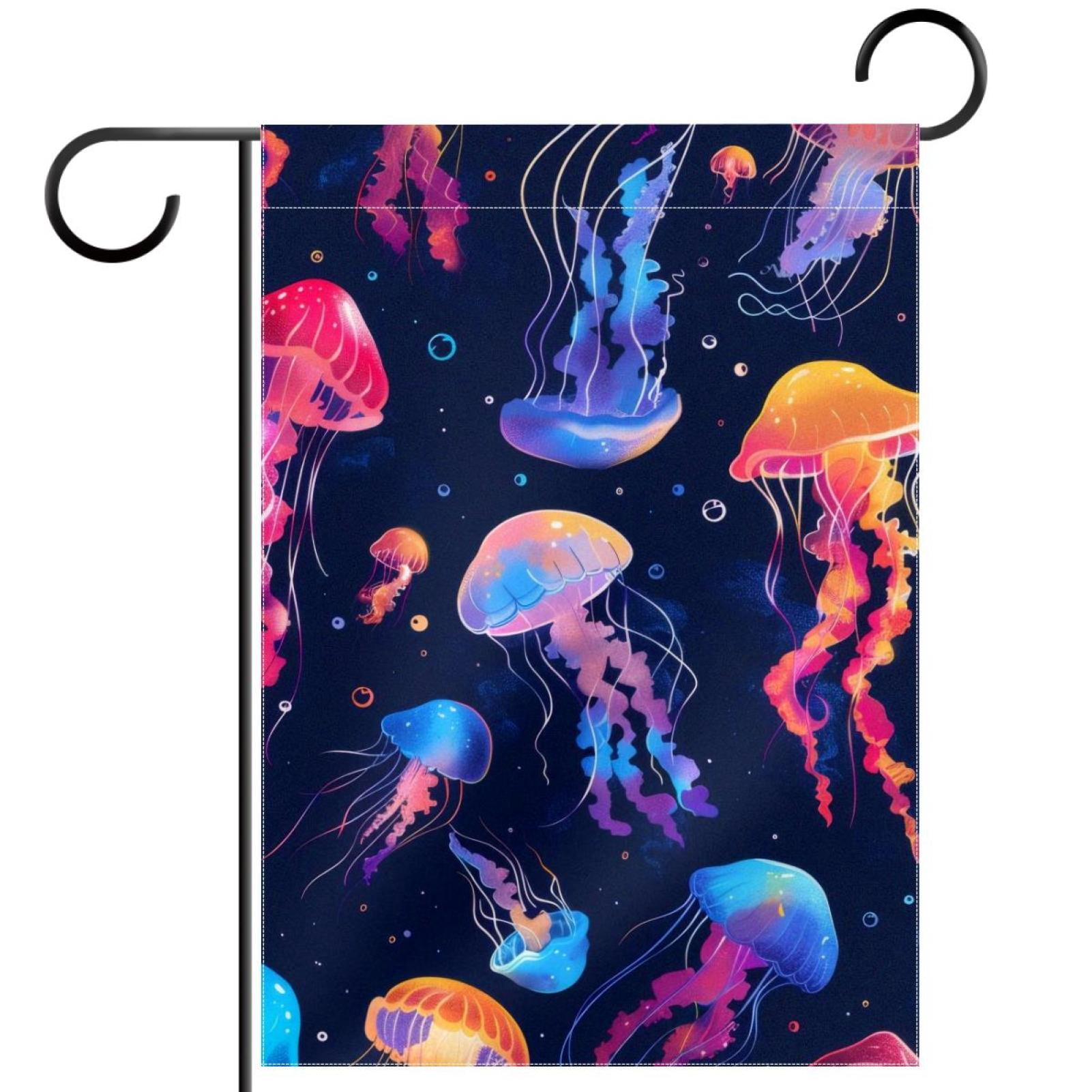 Colorful Ocean Jellyfish Welcome Garden Flags, 12 x 18 Inch Double ...