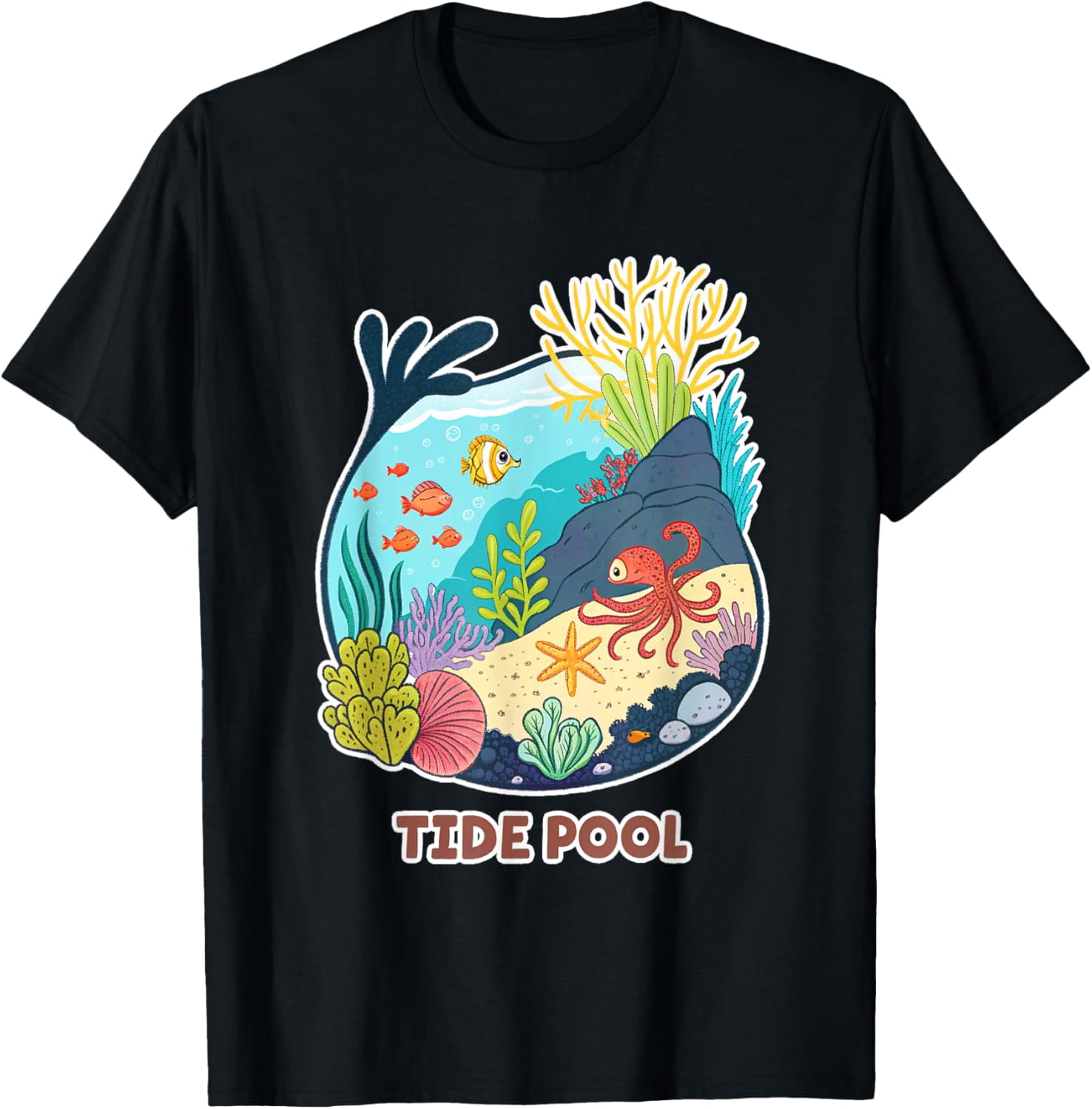 Colorful Ocean Life Tide Pool Scene Marine Undersea Visual T-Shirt ...