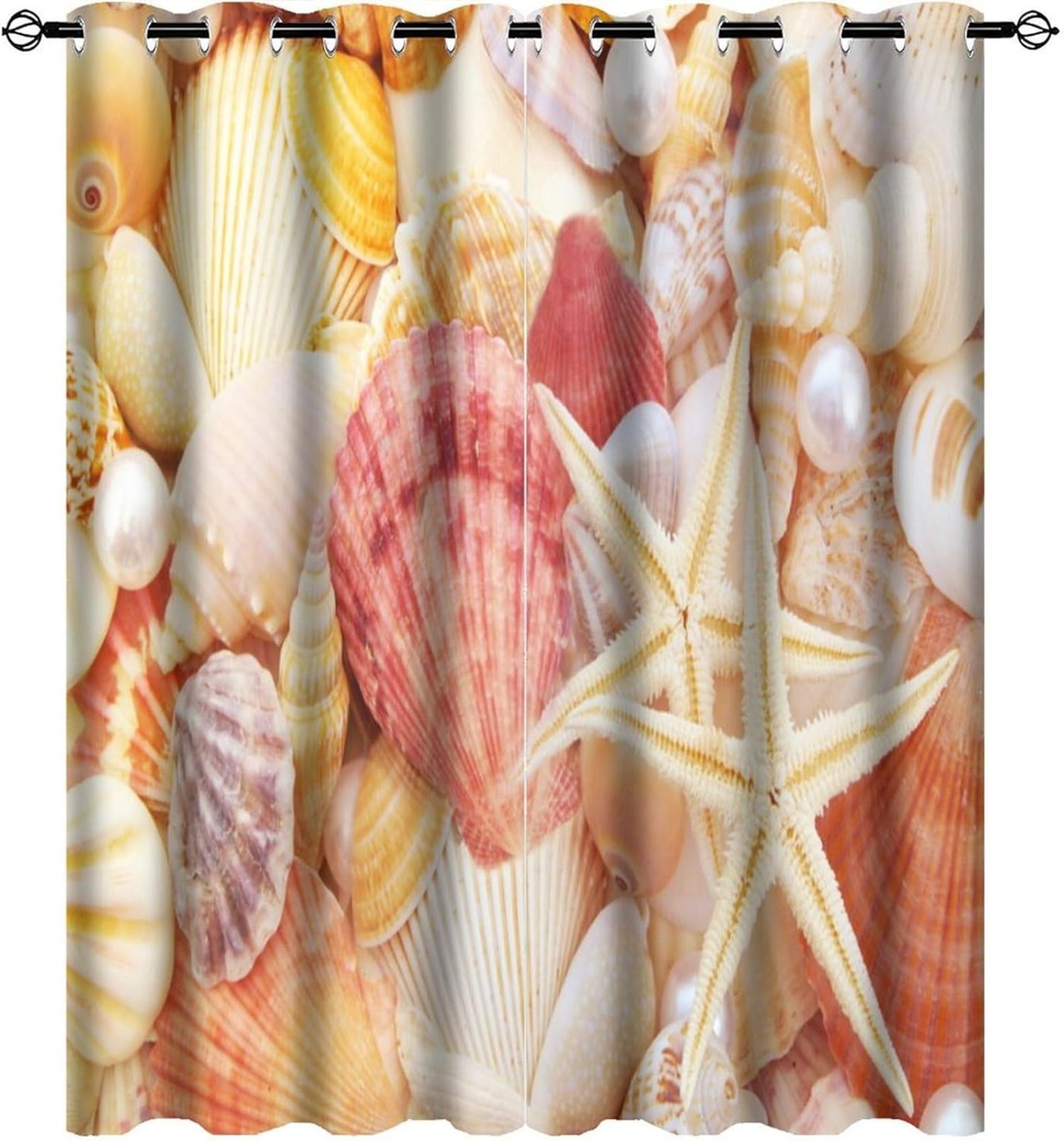 Colorful Ocean Seashell Curtains,Wild Starfish Beach Funny Seashells ...