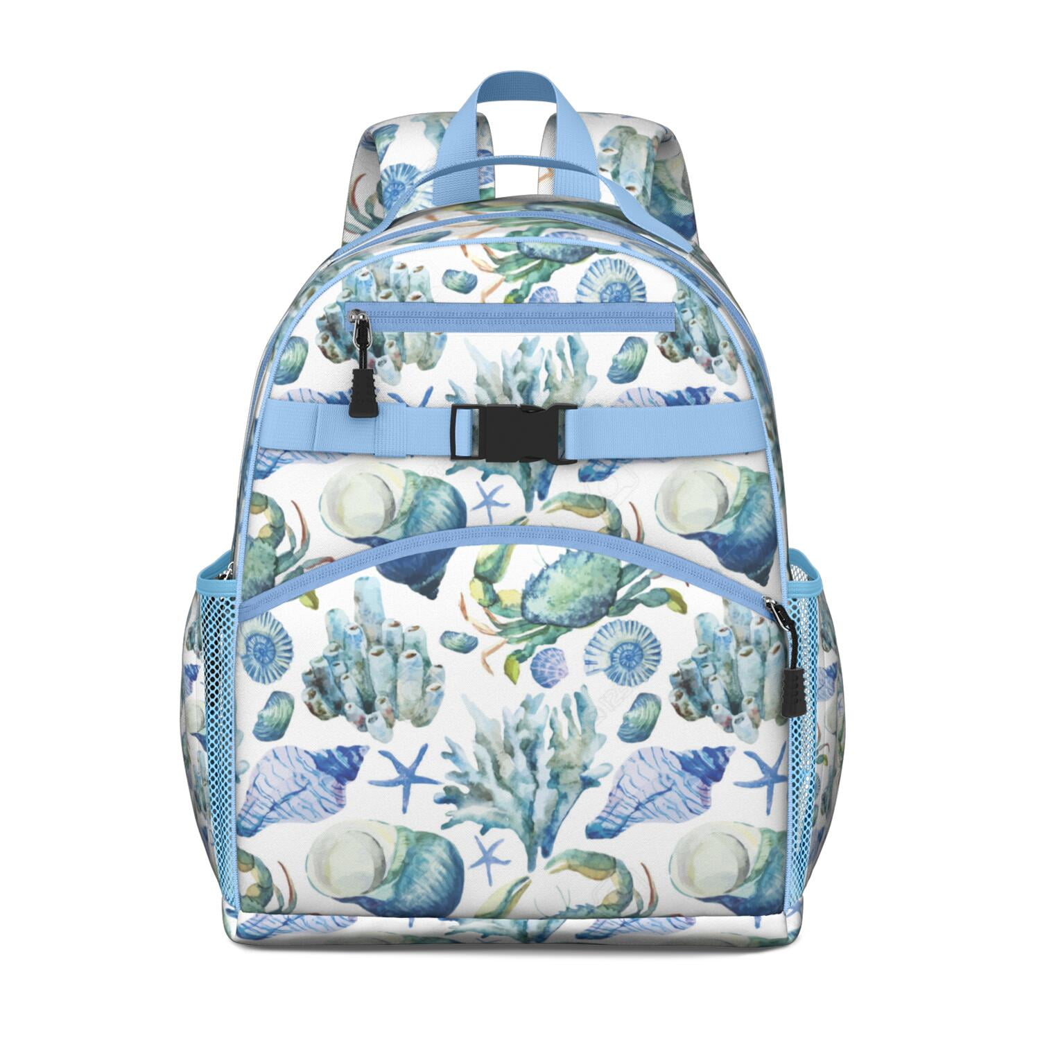 Colorful Ocean-Themed Ergonomic Backpack - Cartoon Crab Design ...
