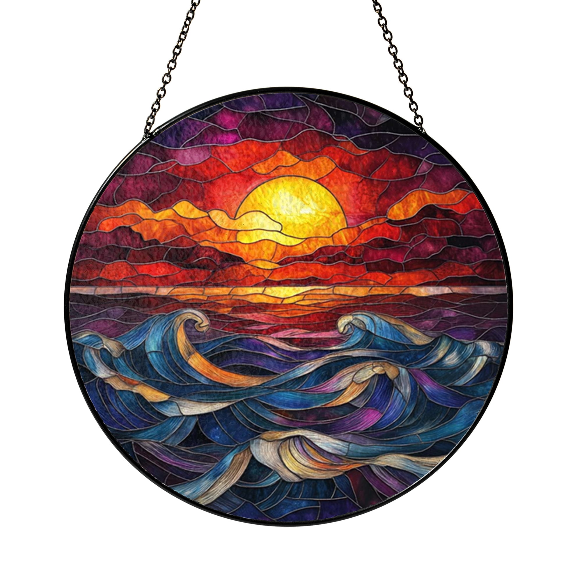 Colorful Ocean Wave Acrylic Stained Glass Suncatcher – Nautical Window ...