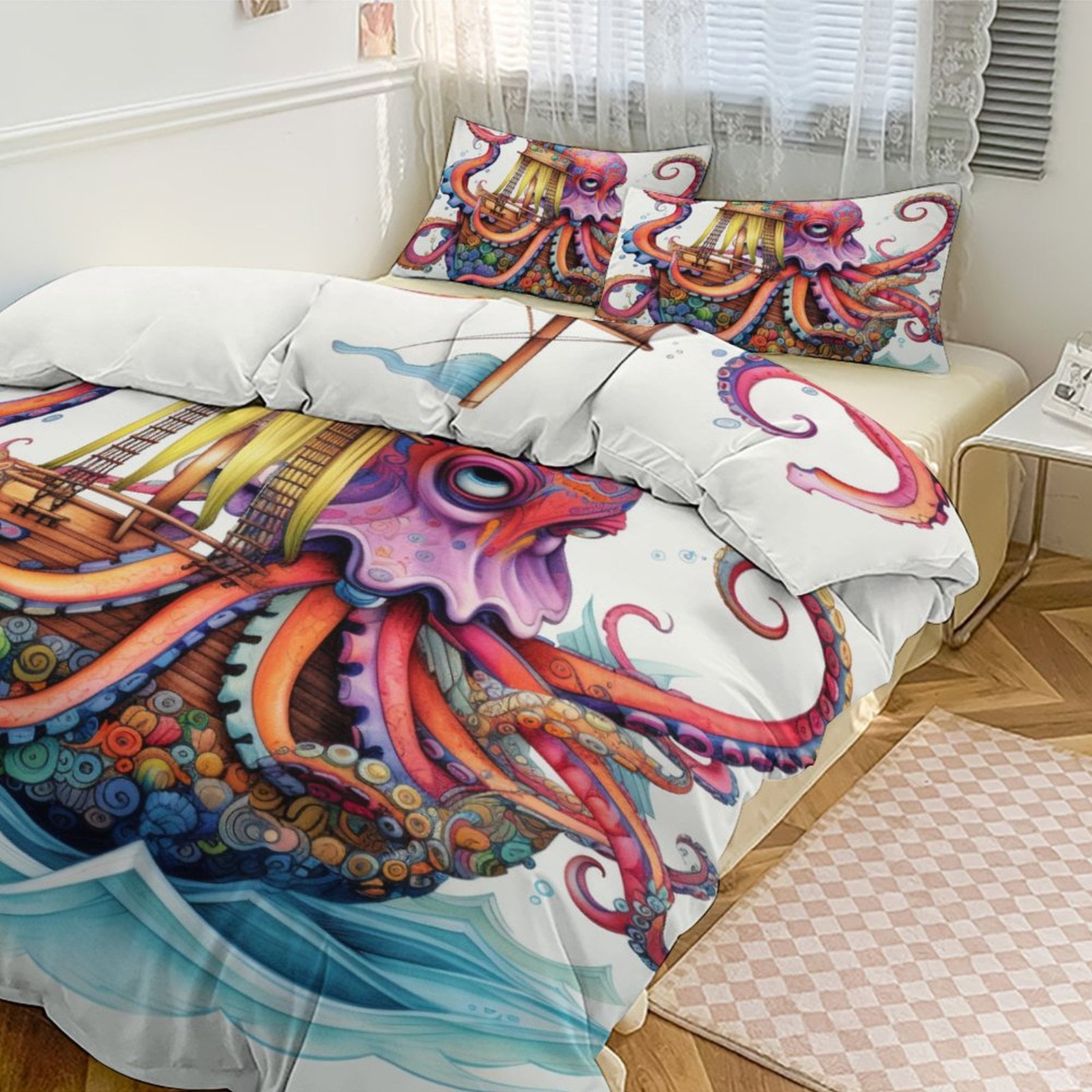 Colorful Octopus Bedding Set with Zipper Closure for Girls & Boys ...