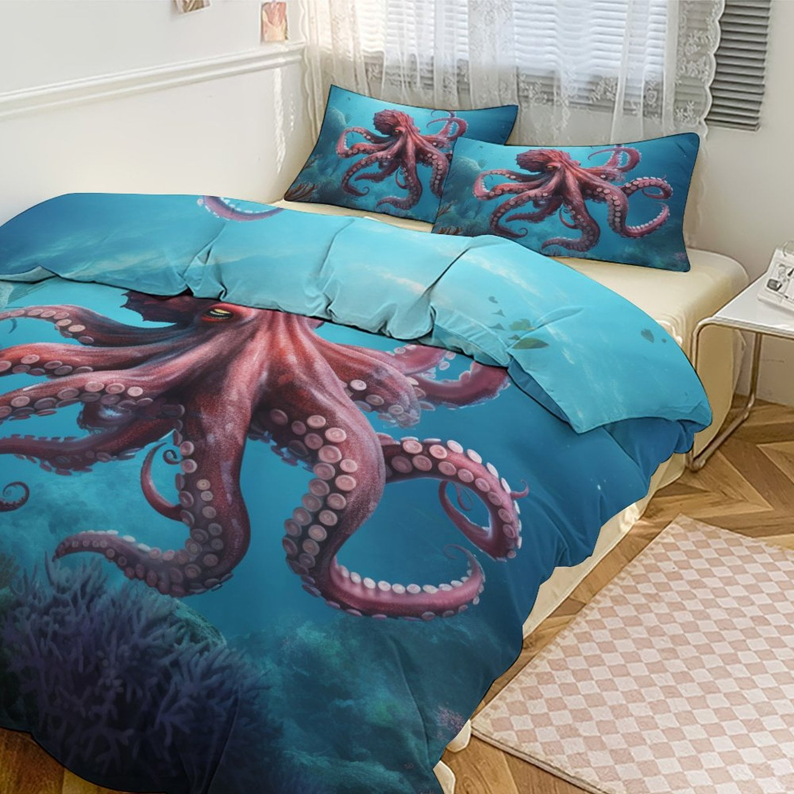 Colorful Octopus Bedding Sets Twin Duvet Cover 3 Piece Cute Bed Set for ...