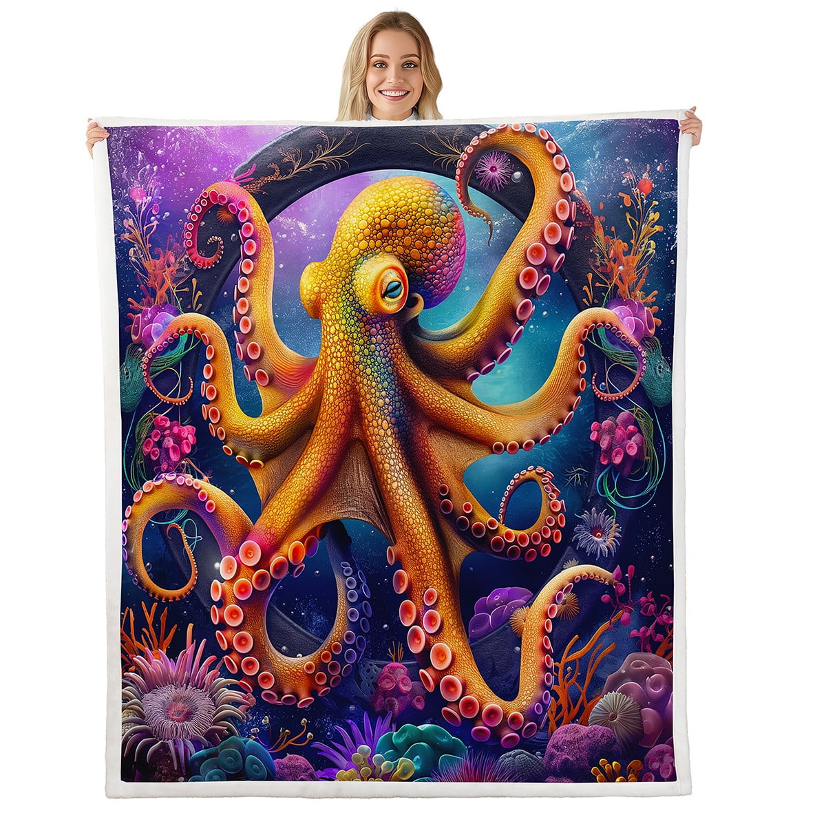 Colorful Octopus Blanket Throw,Ocean Creature Sea Animal Blankets and ...