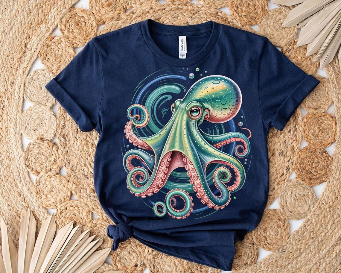 Colorful Octopus Graphic Tee: Ocean Animal Art Shirt All Size S-5Xl ...